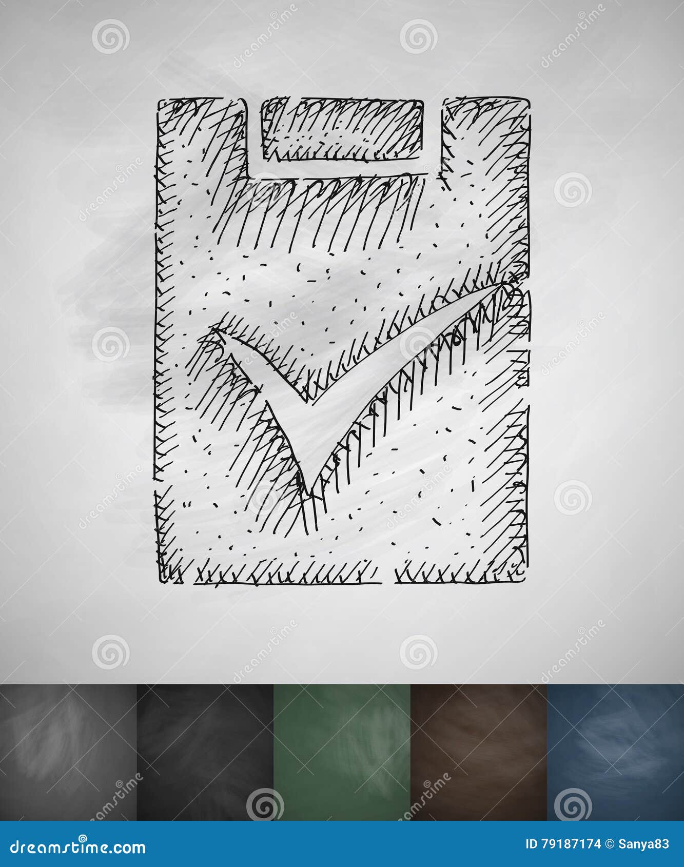 Assignment Turned on Icon. Hand Drawn Vector Illustration Stock Vector ...