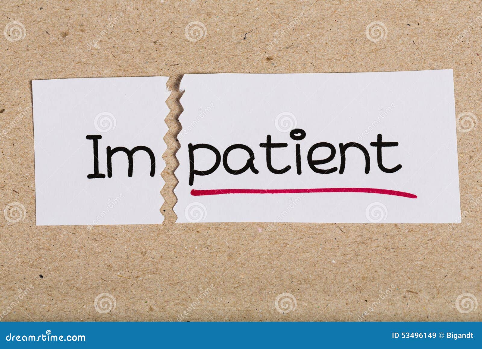 Assine Com O Impaciente Da Palavra Transformado No Paciente Imagem de ...