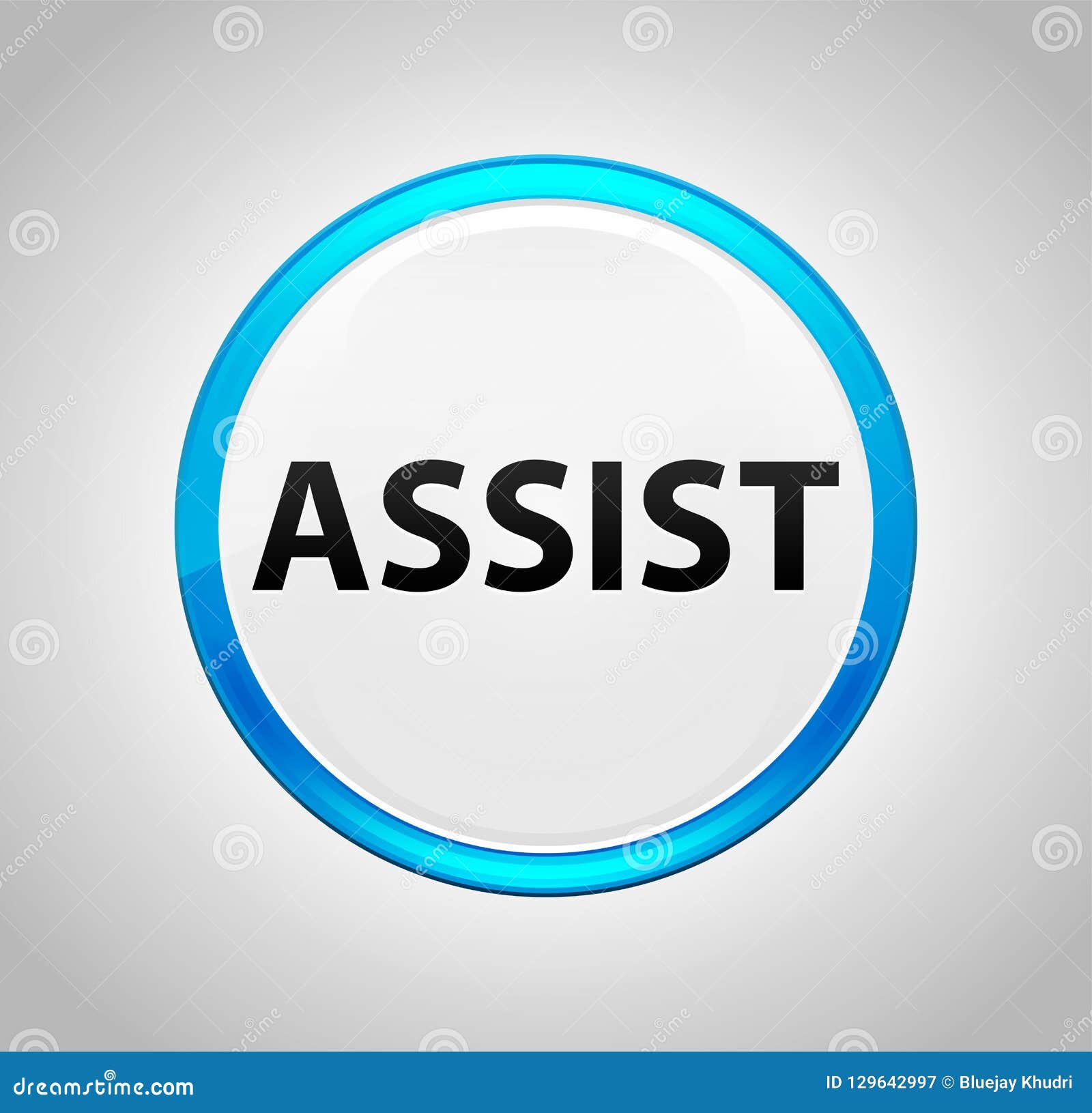 Assist Round Blue Push Button Stock Illustration - Illustration of ...