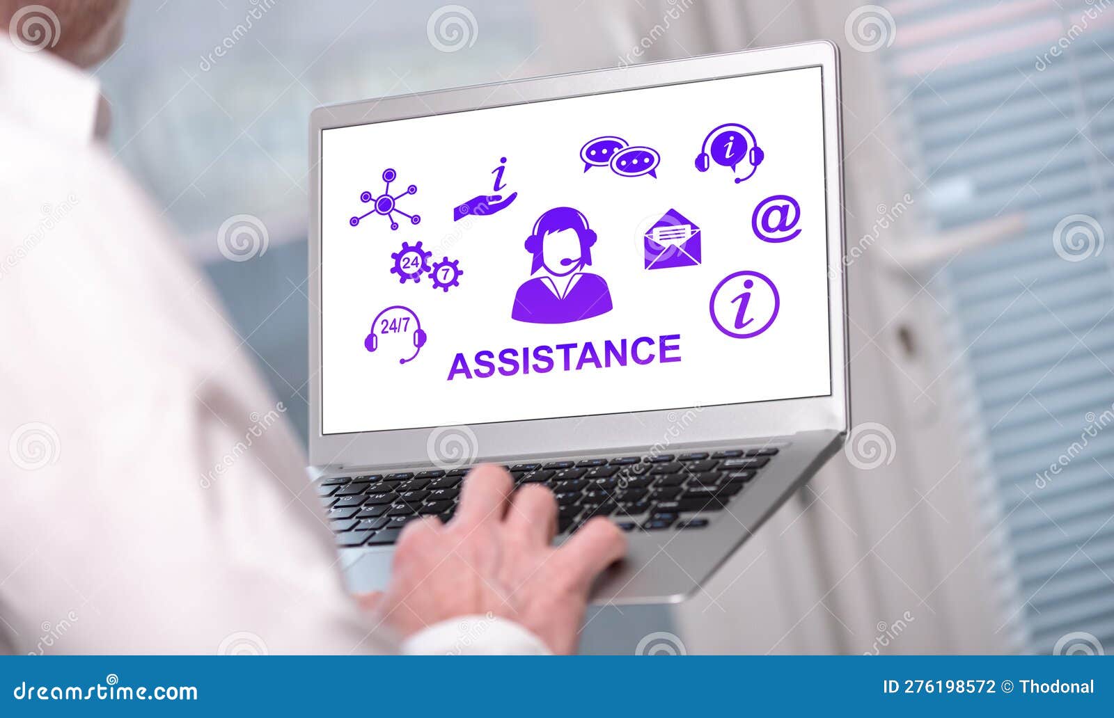 Assistance Concept on a Laptop Screen Stock Photo - Image of typing ...