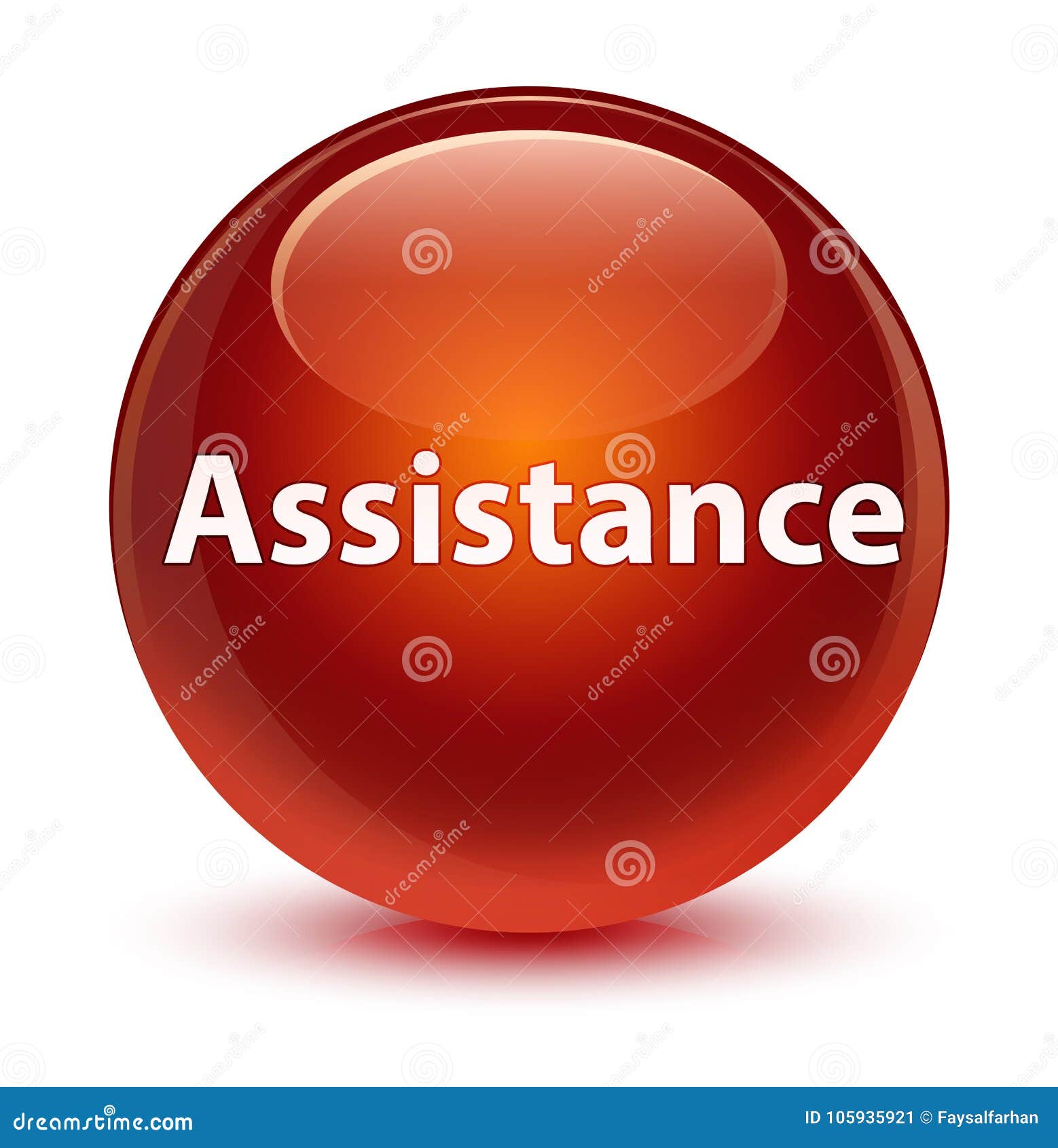 Assistance Glassy Brown Round Button Stock Illustration - Illustration ...