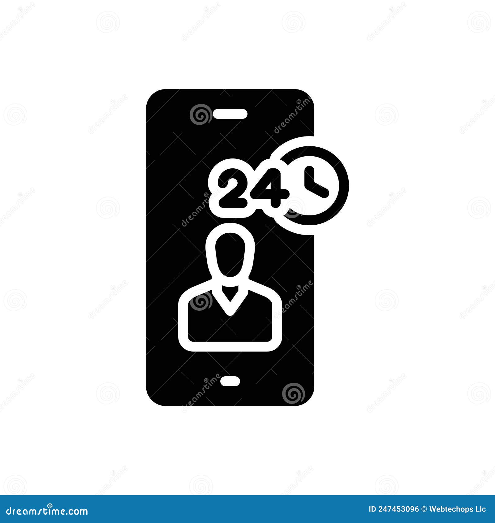 Black Solid Icon for Assistance, Helper and Phone Stock Vector ...