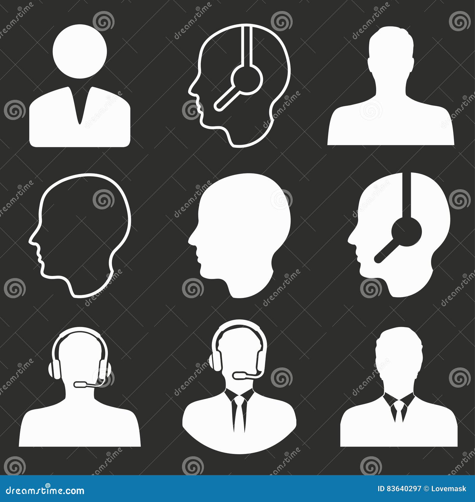 Assistance icon set. stock vector. Illustration of silhouette - 83640297