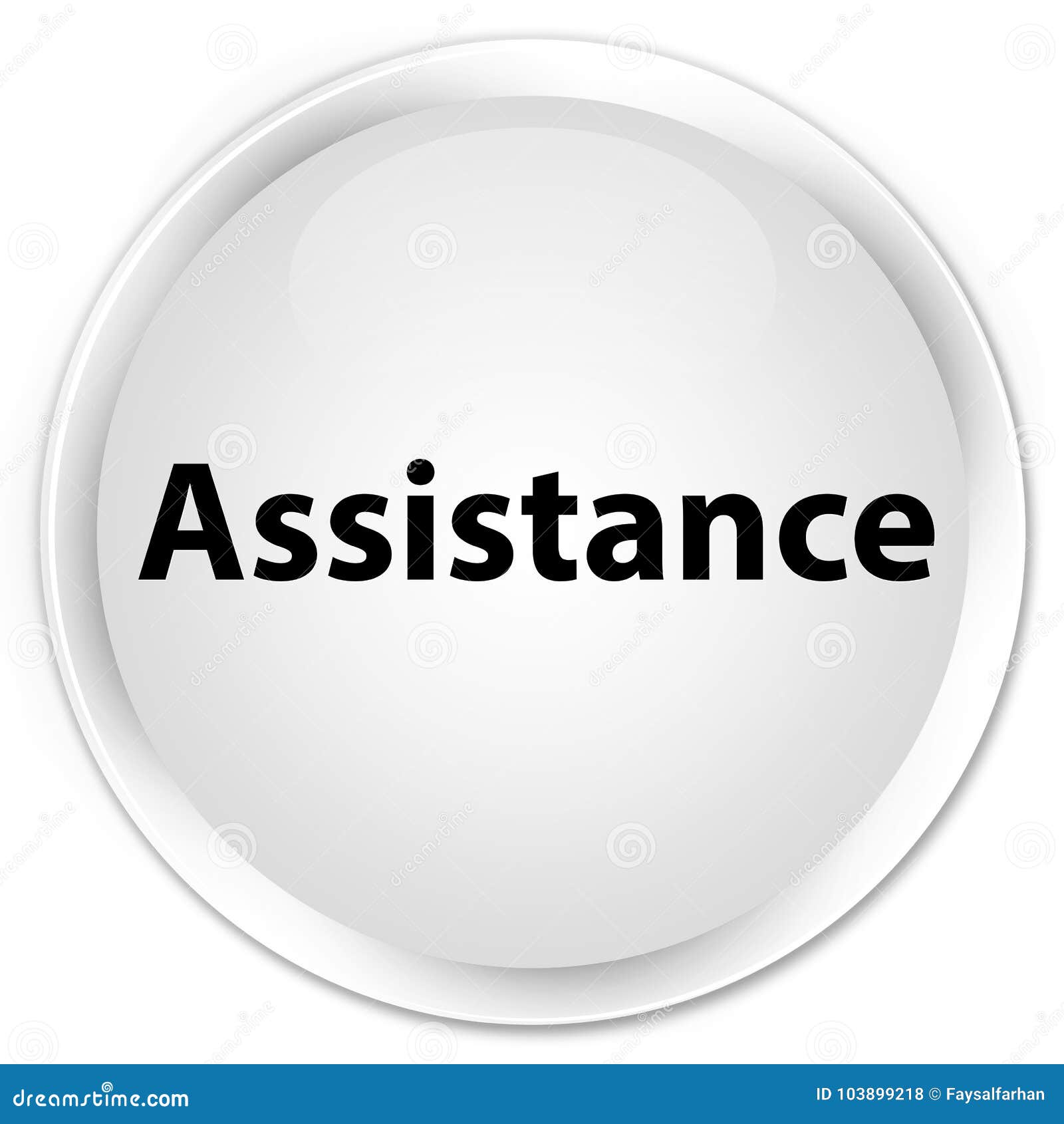 Assistance Premium White Round Button Stock Illustration - Illustration ...