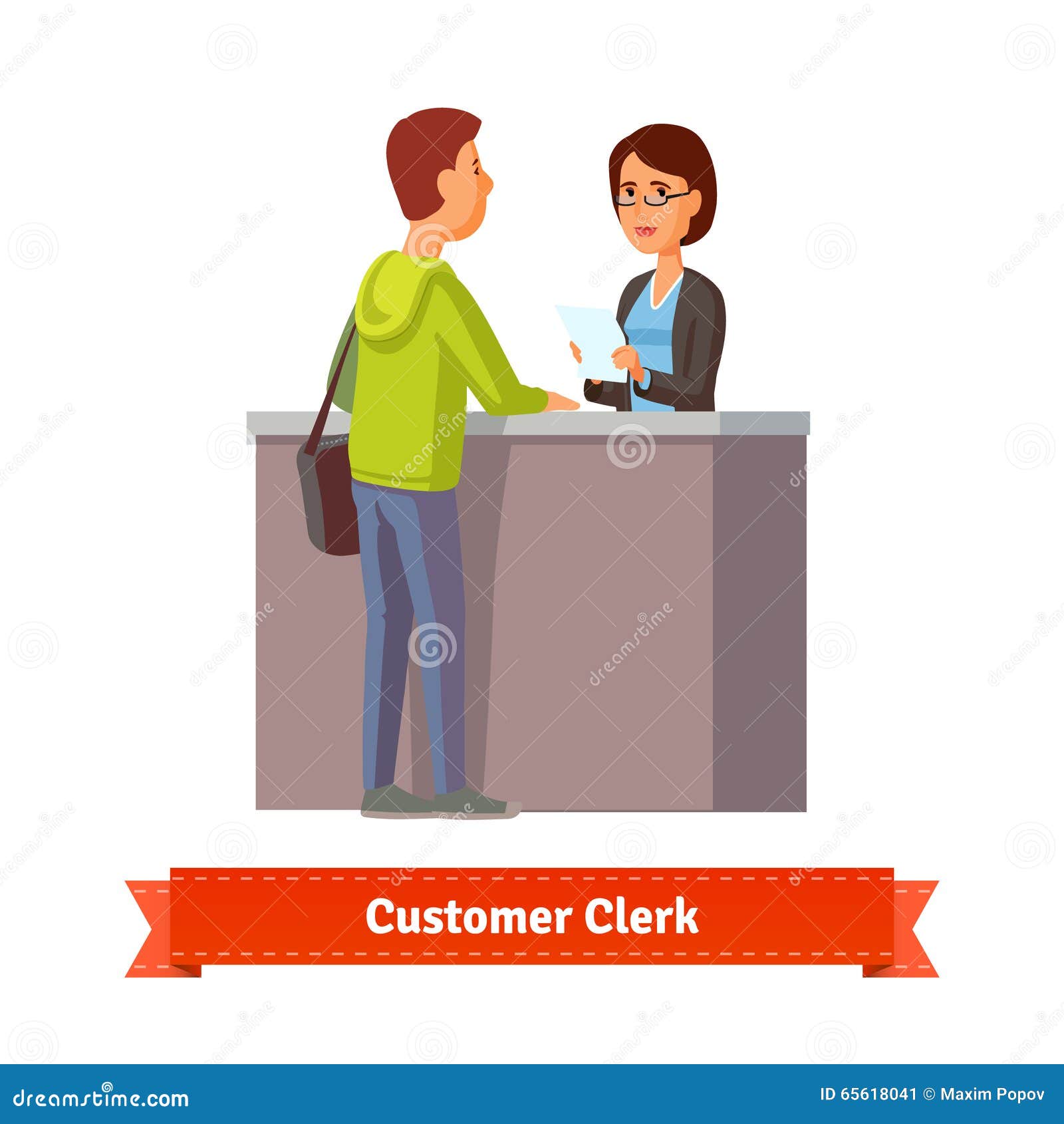 Assistant Clerk Working with Customer Stock Vector - Illustration of ...