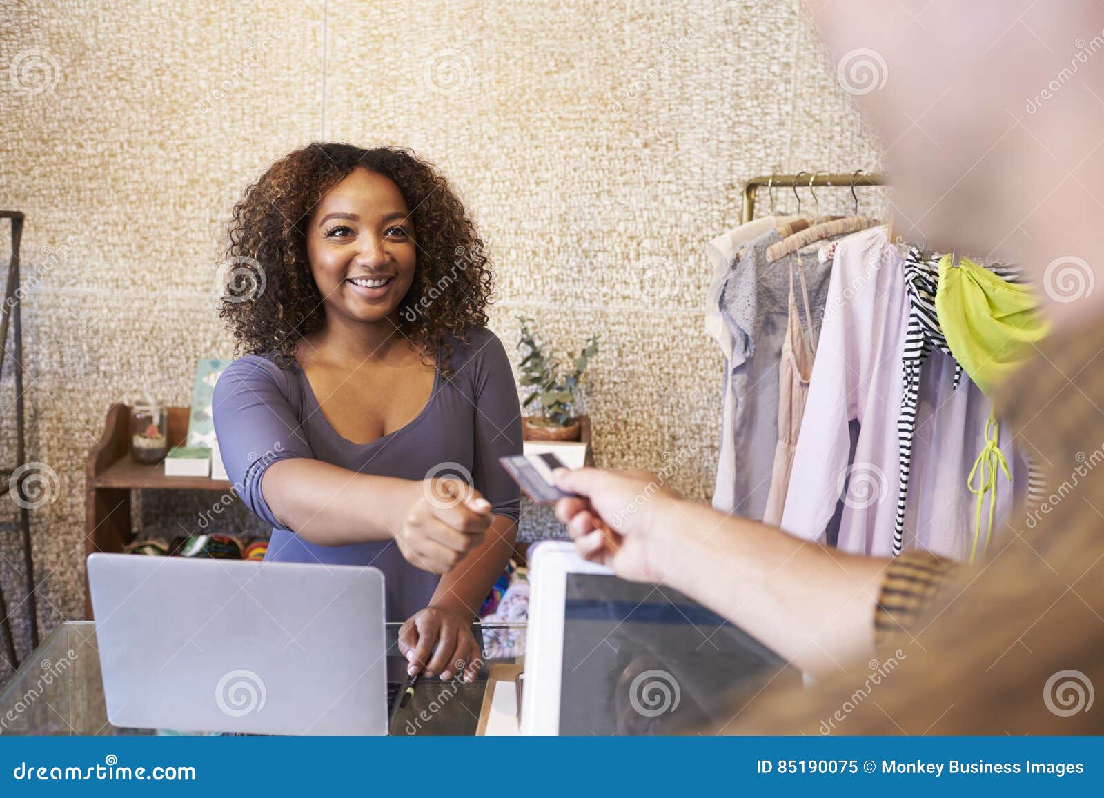 Assistant at Clothes Shop Taking Credit Card from Customer Stock Image ...