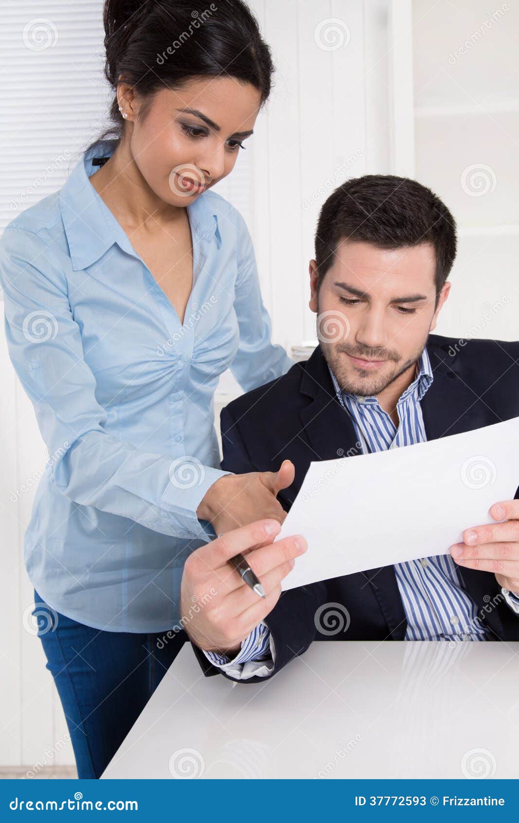 Assistant is Discussing with Her Boss at Office. Stock Image - Image of ...