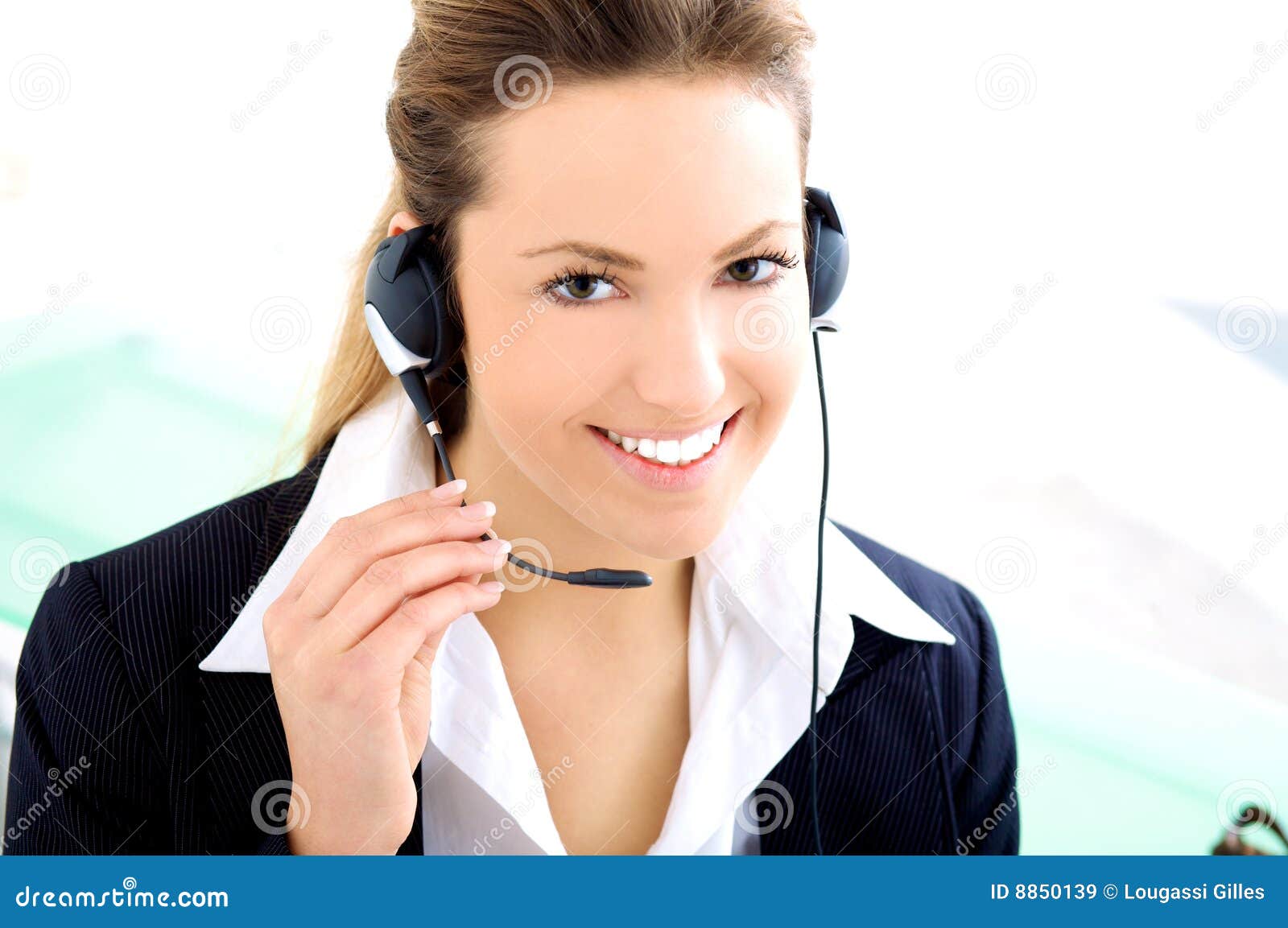 Assistant with headset stock image. Image of employment - 8850139
