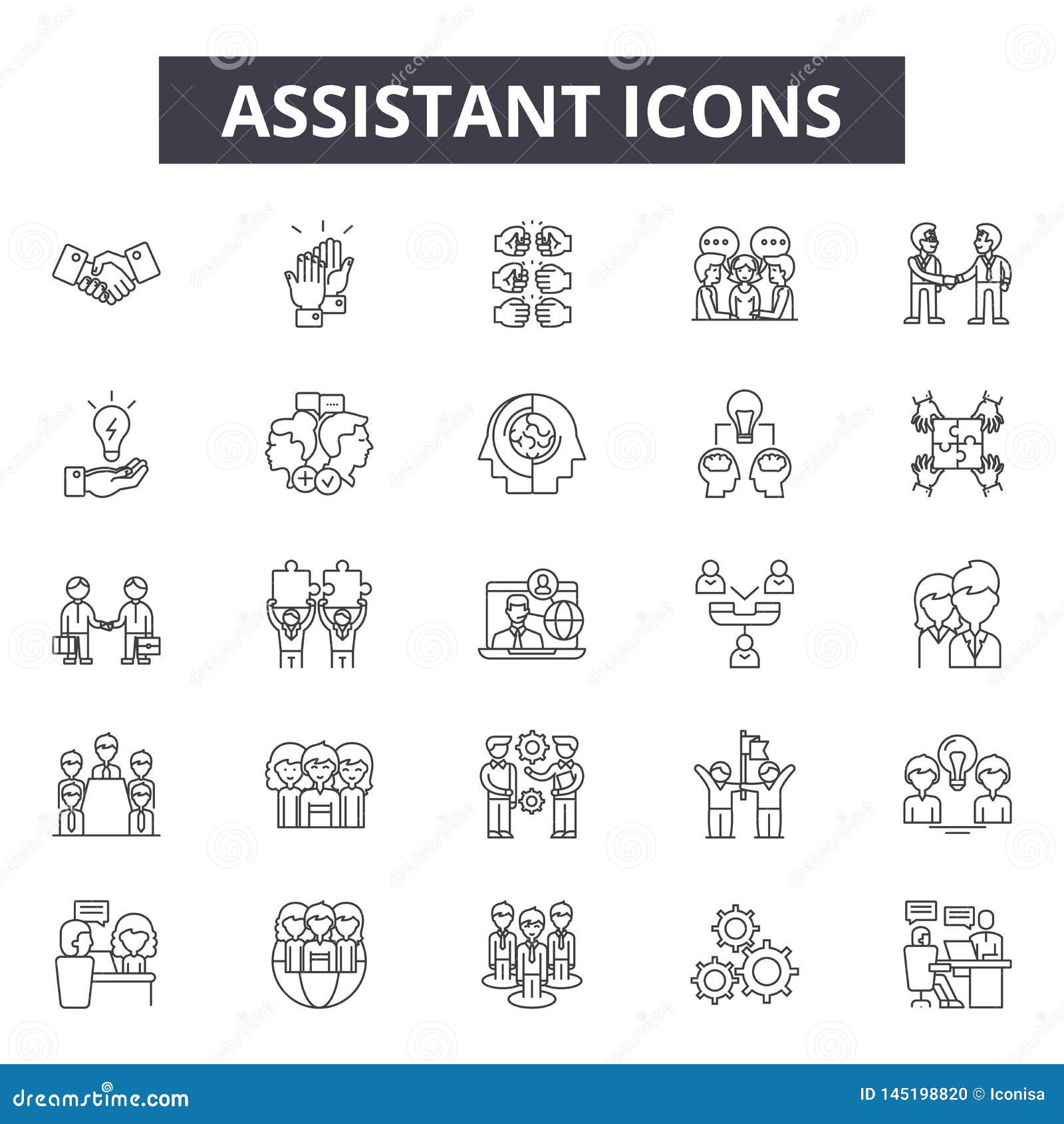 Assistant Line Icons, Signs, Vector Set, Outline Illustration Concept ...