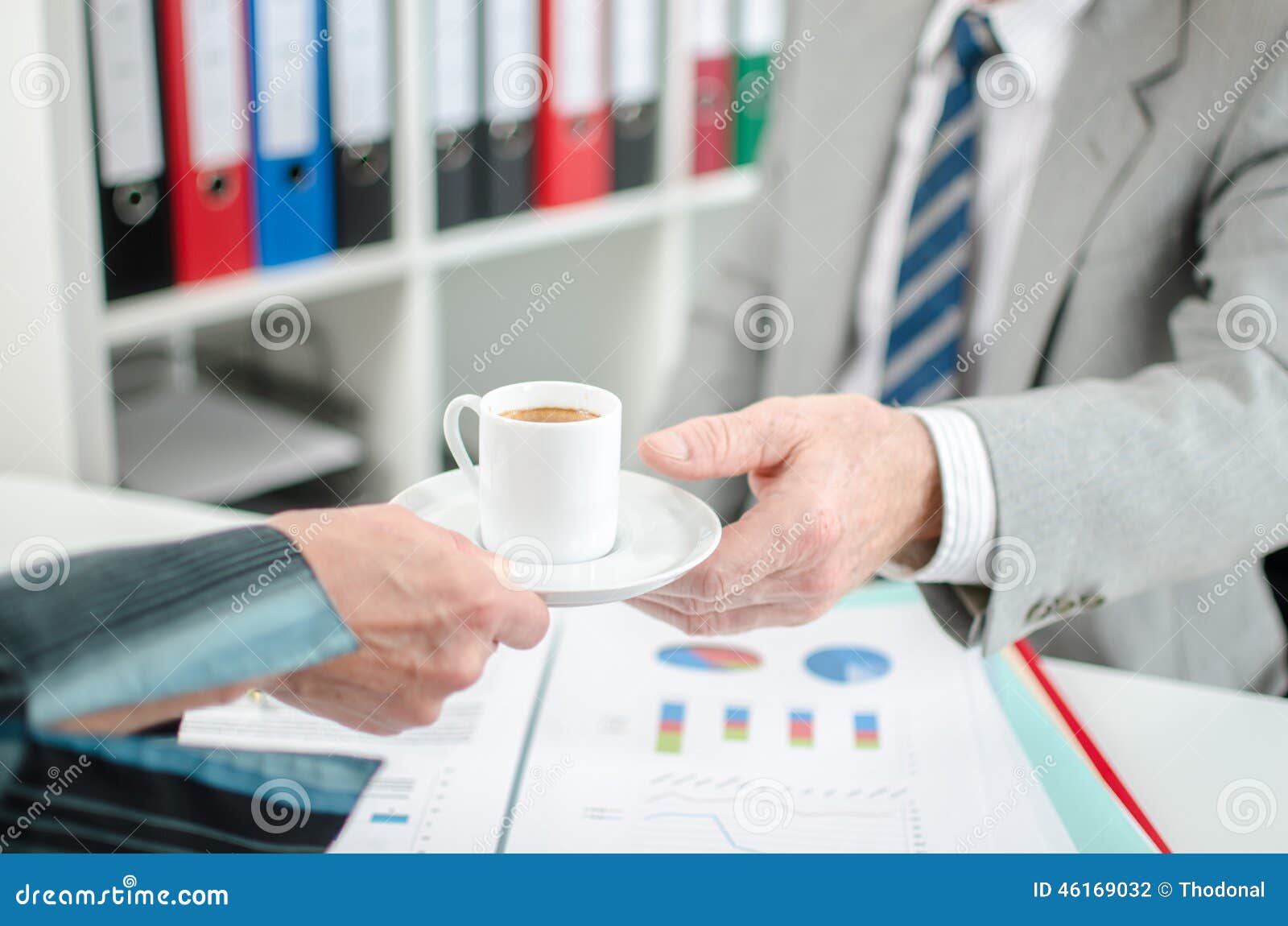 Assistant Offering Coffee To Her Boss Stock Photo - Image of worker ...