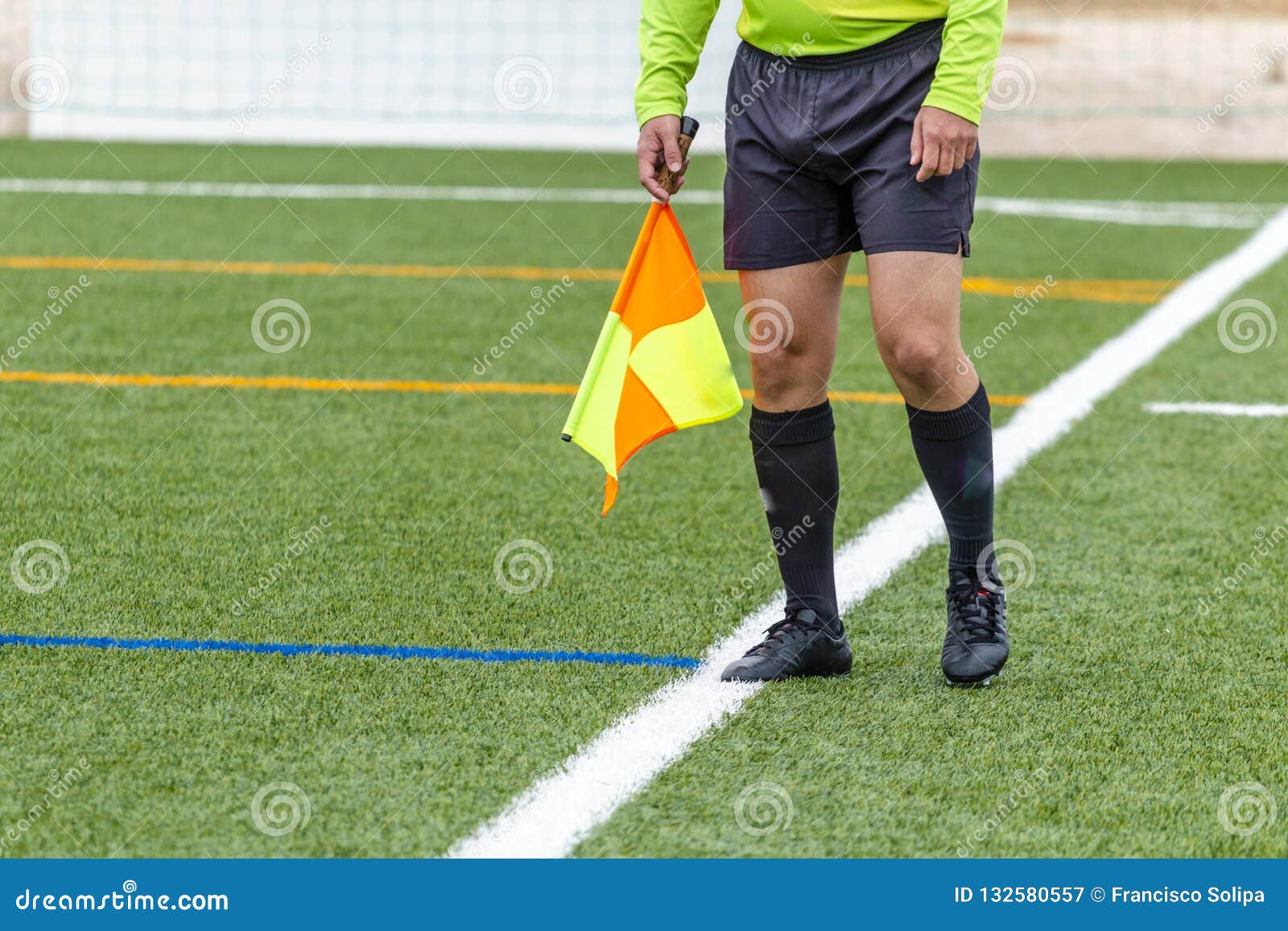 Assistant Referee Hold Flag. Closeup Stock Image - Image of linesman ...