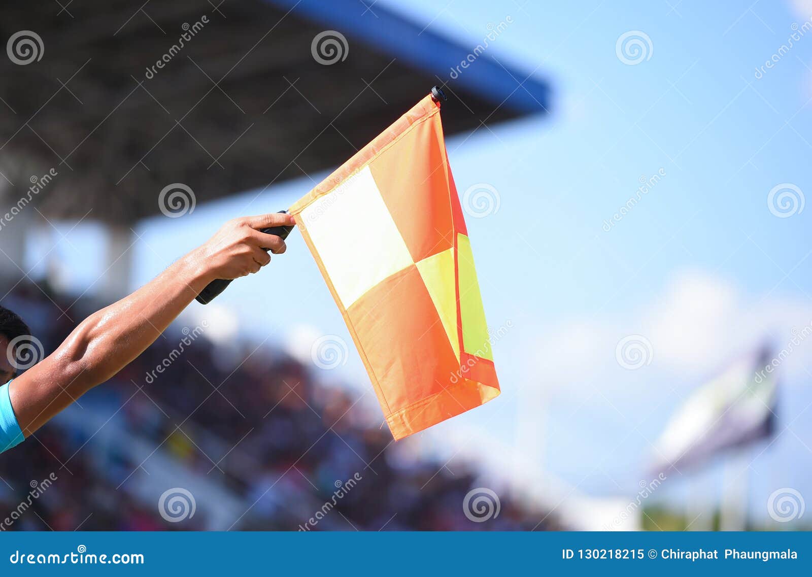 Assistant Referee Hold Flag , Offside Signal Stock Image - Image of ...