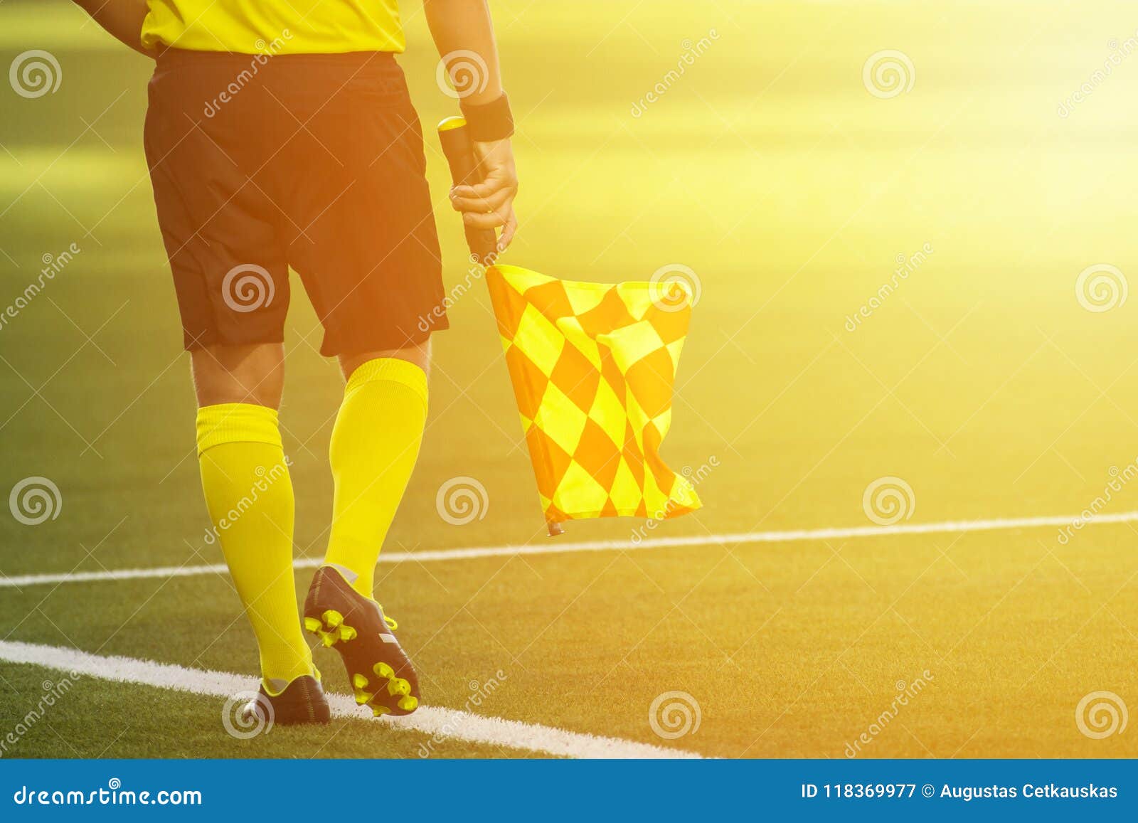 Assistant Referee Moving Along the Sideline during a Soccer Match Stock ...