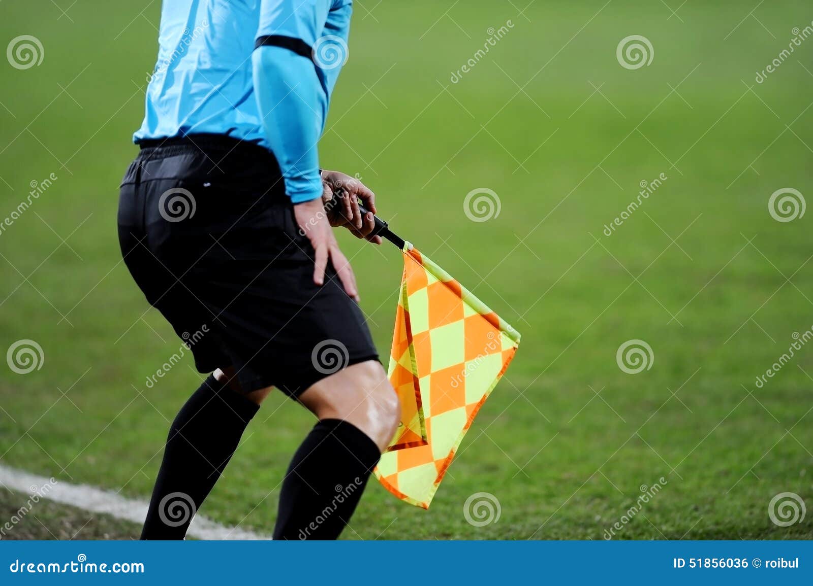 Assistant Referee Signalling with the Flag Stock Photo - Image of ...