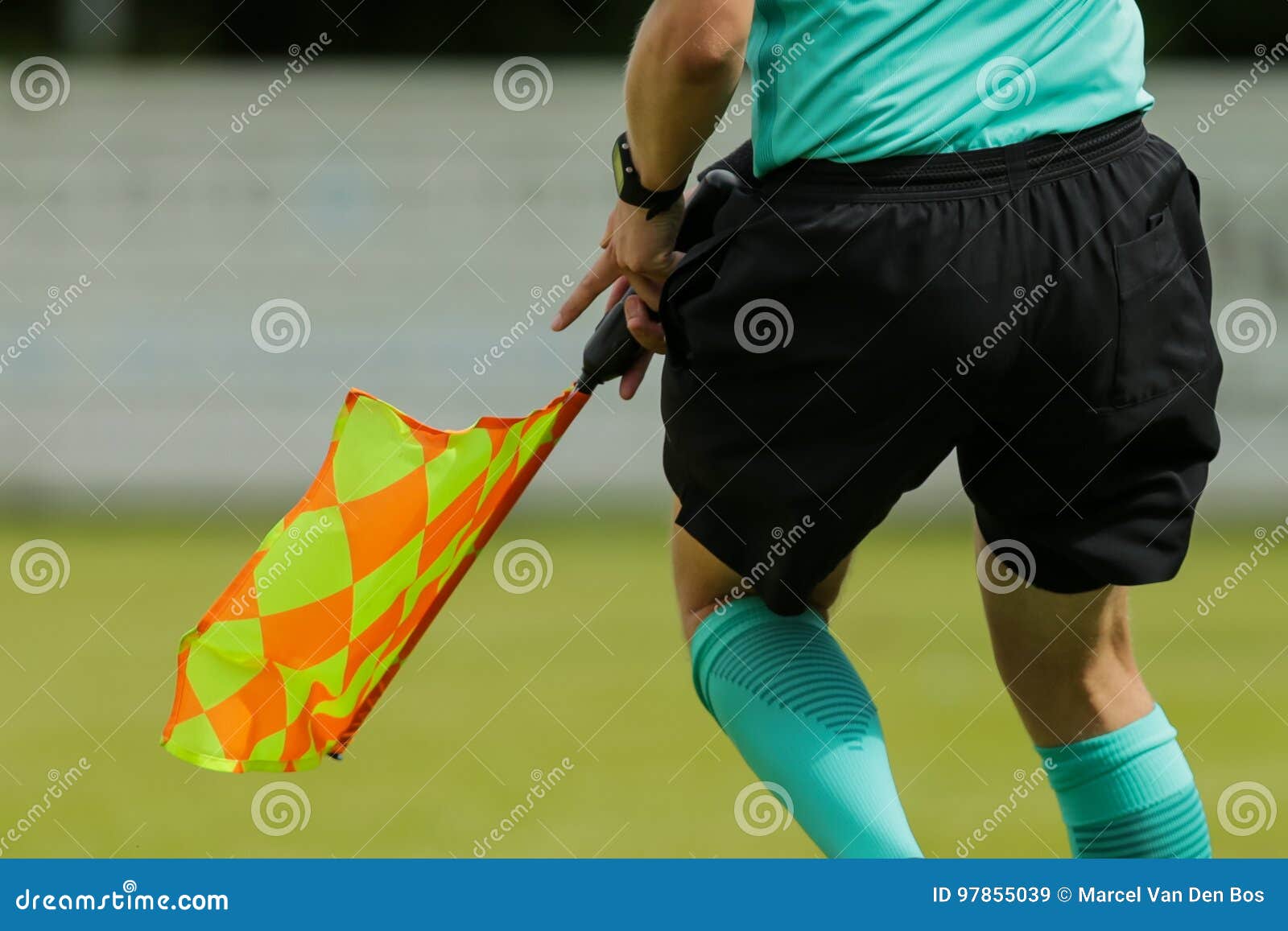 Assistant Referee at a Soccer Match Stock Image - Image of grass ...