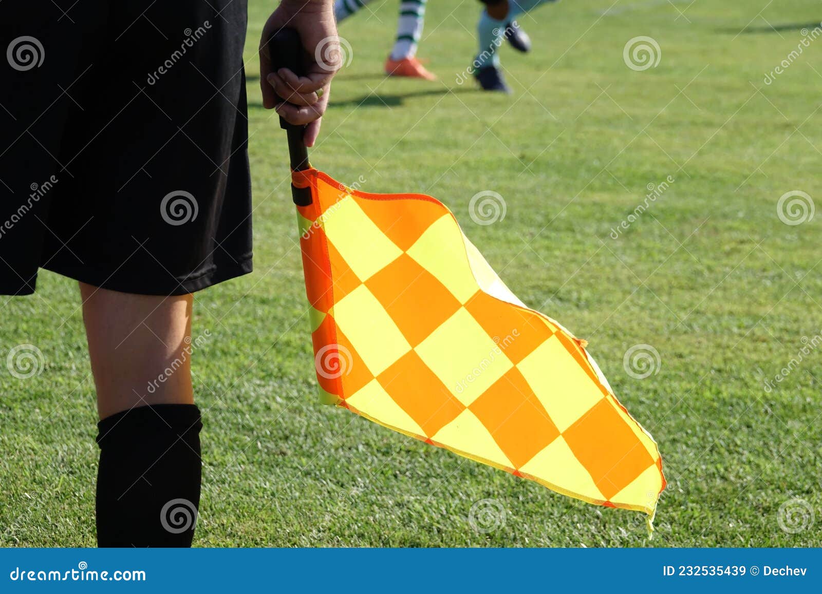Assistant Referees in Action during a Soccer Match Stock Image - Image ...