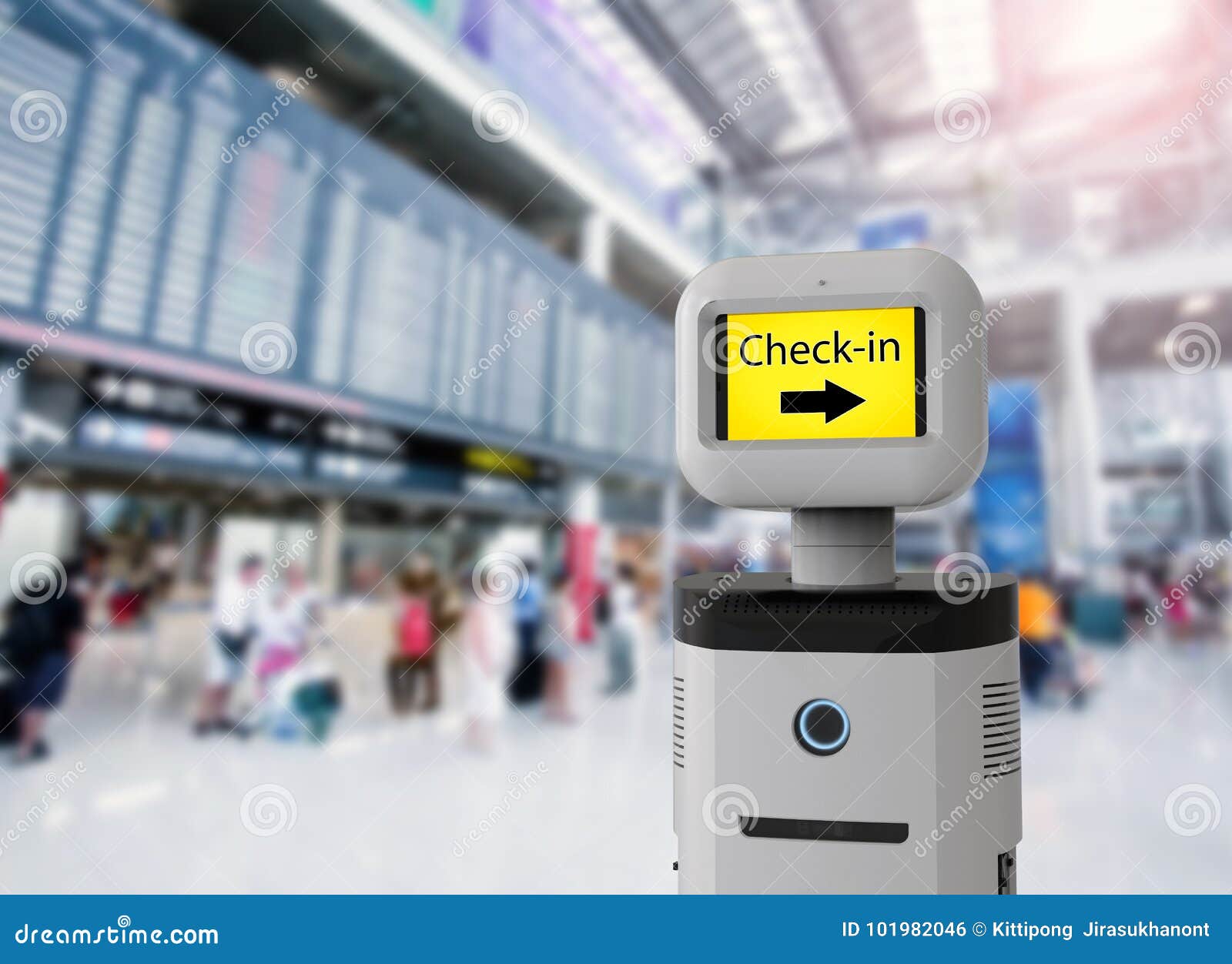 Assistant robot in airport stock photo. Image of robot - 101982046
