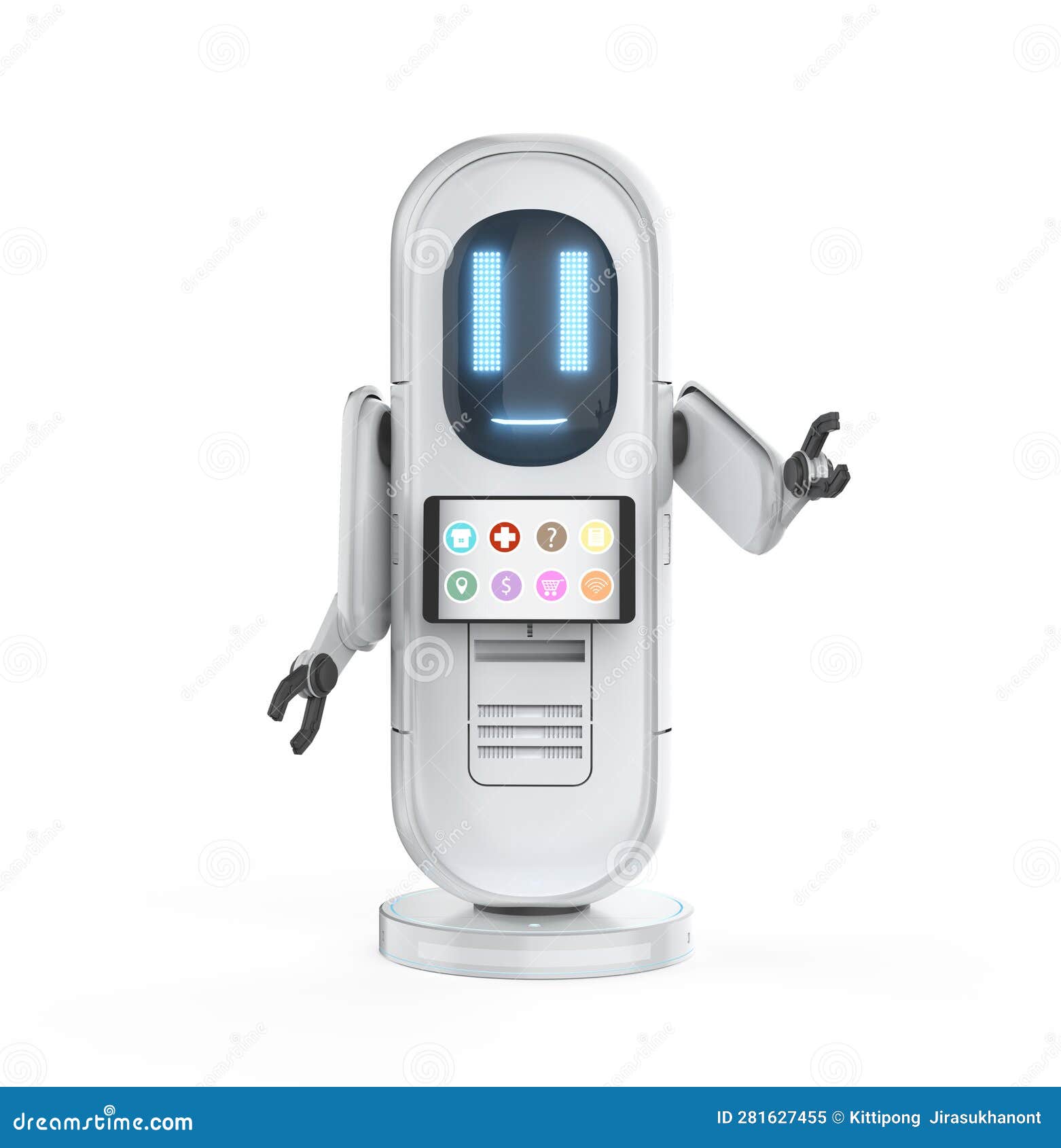 Assistant Robot with Digital Screen at Hospital Stock Illustration ...