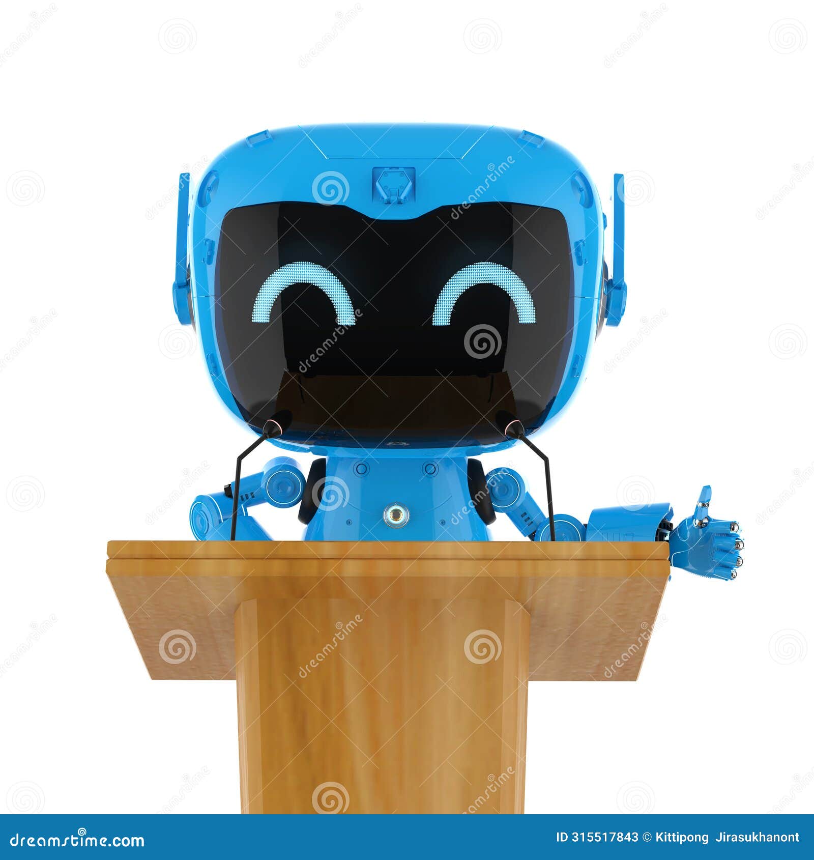Assistant Robot Speak on Podium Stock Illustration - Illustration of ...