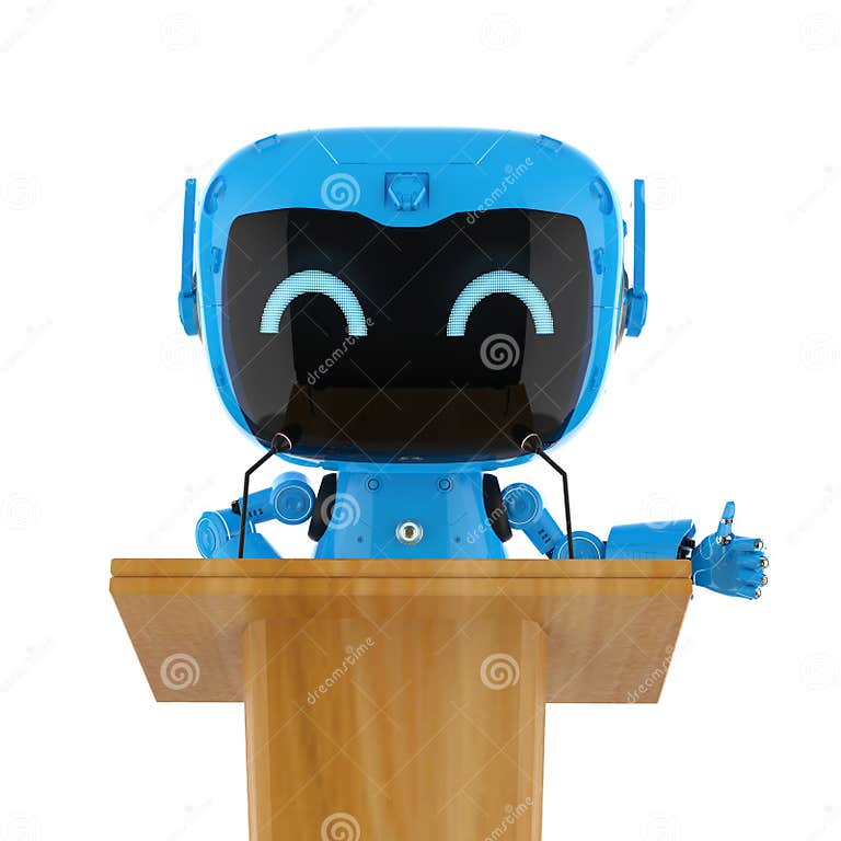 Assistant Robot Speak on Podium Stock Illustration - Illustration of ...