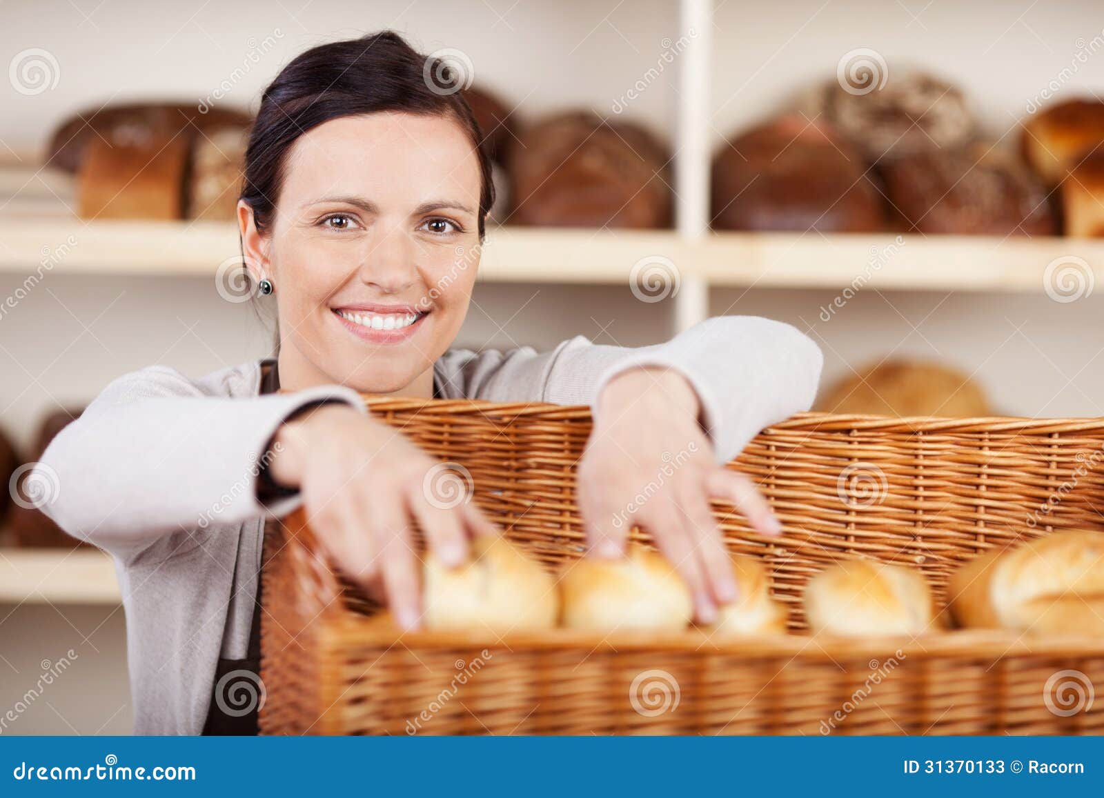 Assistant Selecting Rolls in a Bakery Stock Image - Image of cuisine ...
