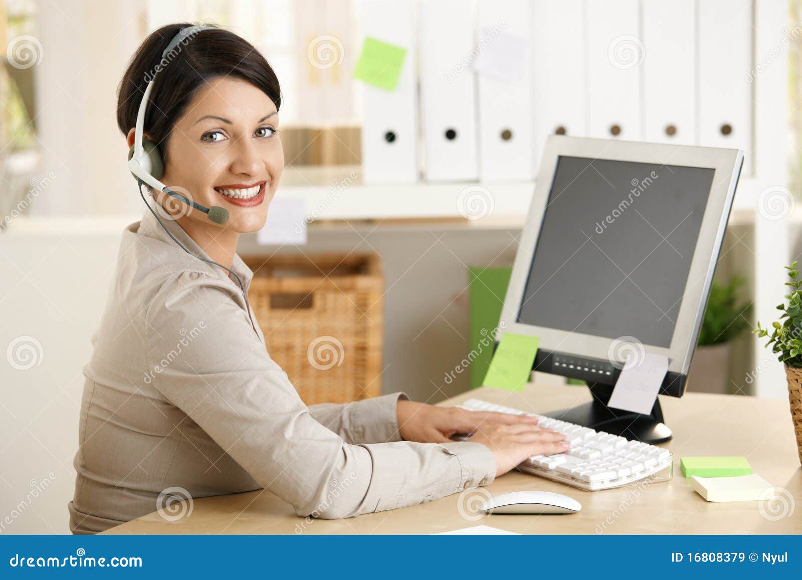 Assistant Talking on Headset Stock Image - Image of chatting, casual ...