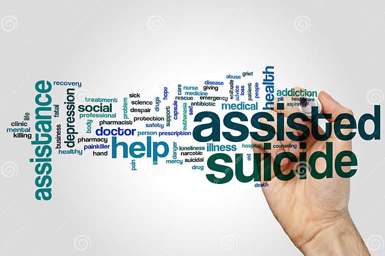 Assisted Suicide Word Cloud Concept on Grey Background Stock Photo ...