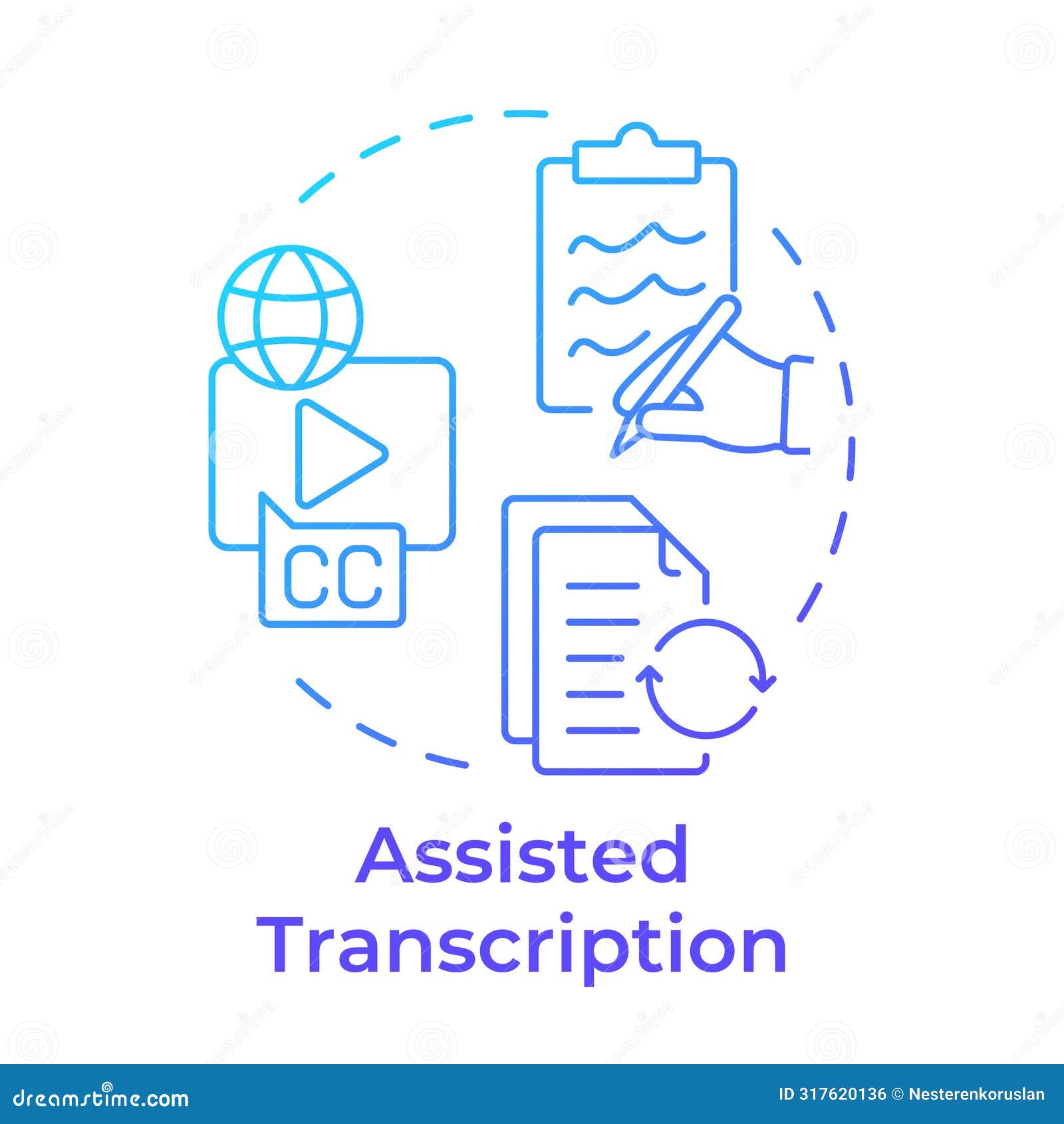 Assisted Transcription Blue Gradient Concept Icon Vector Illustration | CartoonDealer.com #317620136