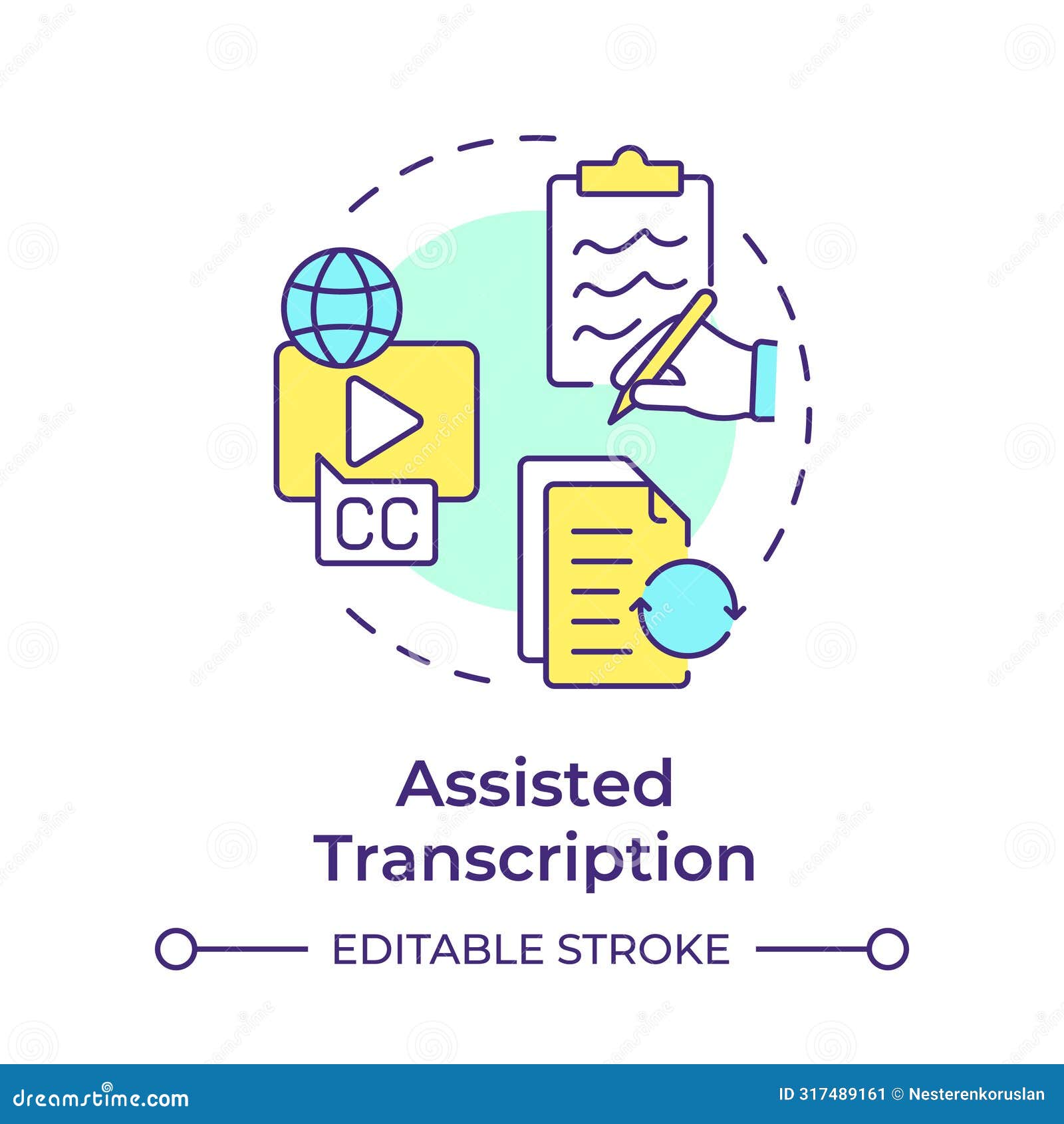 Assisted Transcription Multi Color Concept Icon Cartoon Vector ...