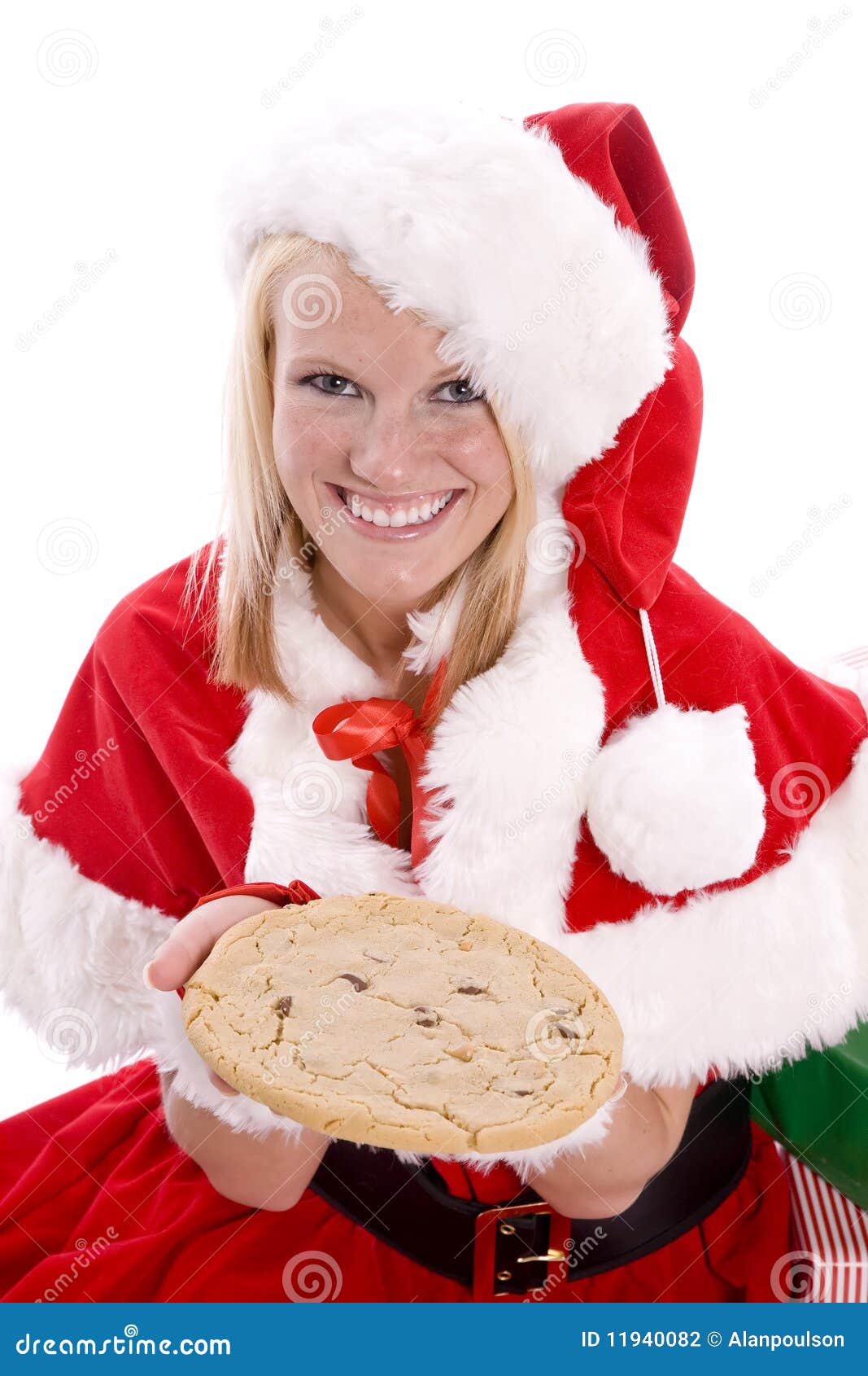 Assistente Della Santa Con Il Grande Biscotto Fotografia Stock ...