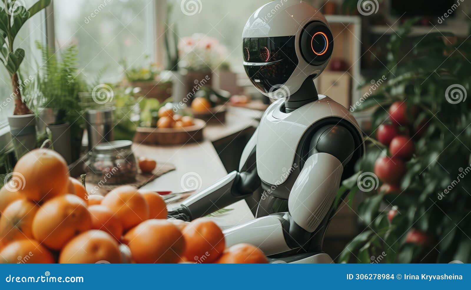 Assisting Humanoid Robot stock photo. Image of companion - 306278984