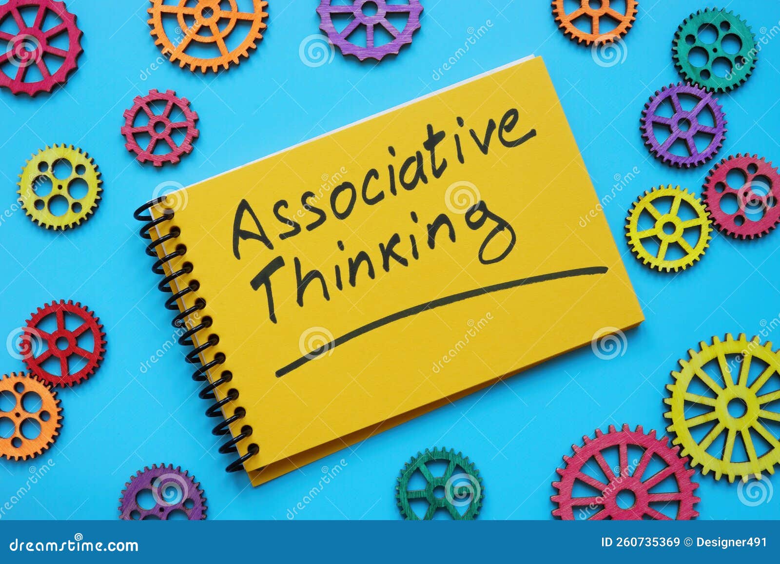 Associative Thinking Inscription on the Notepad and Cog Wheels. Stock ...