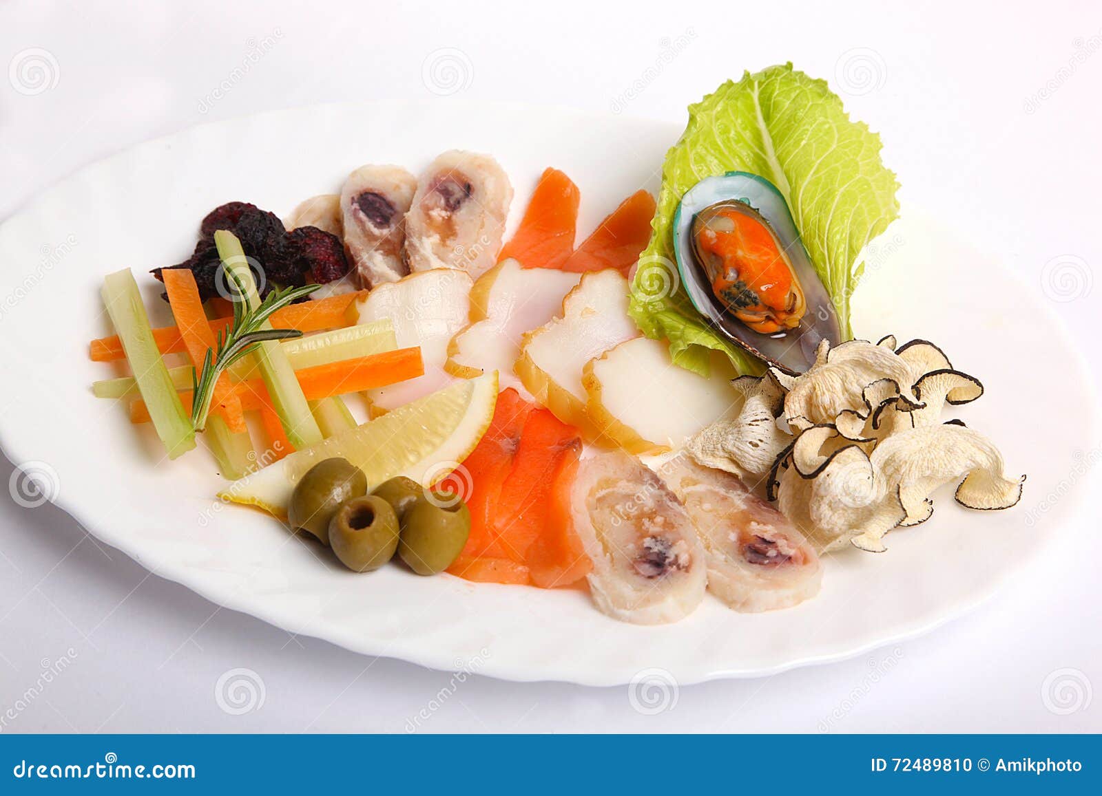Assorted Appetizer on Plate Stock Photo - Image of antipasti, appetizer ...