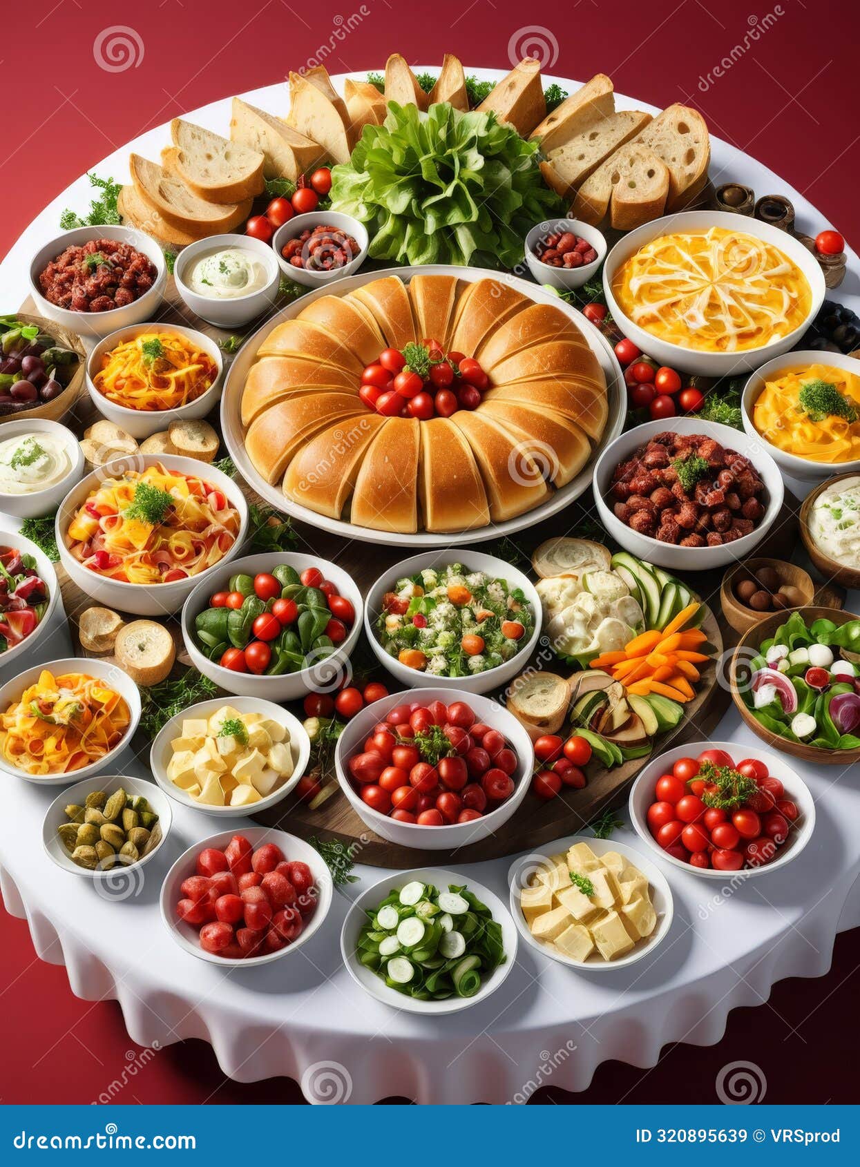Assorted Appetizers on Round Platter with Bread and Dips Stock Image ...