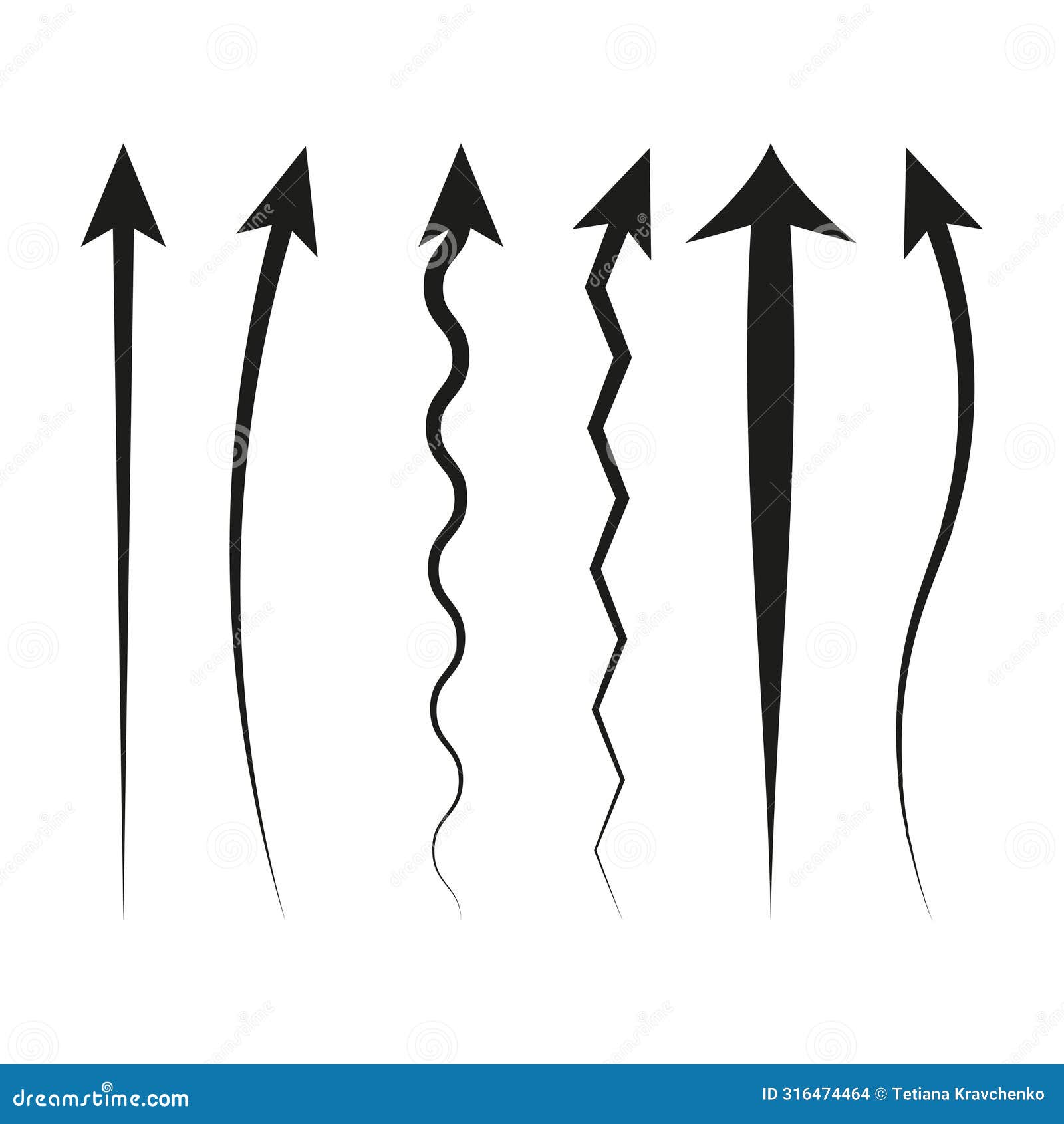 Collection Of Curved Arrows. Set Simple Curved Hand Drawn Arrows ...