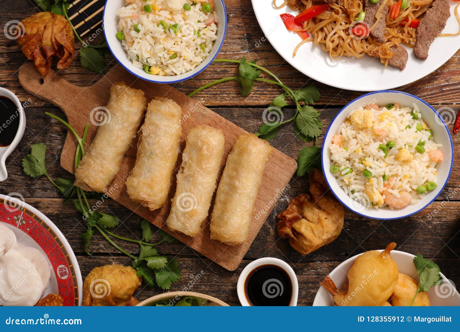 Assorted asian food stock photo. Image of rice, cuisine - 128355912