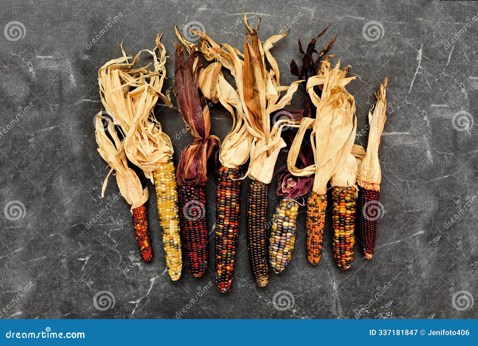 Assorted Autumn Dried Corn Husks of Many Varieties Stock Image - Image ...