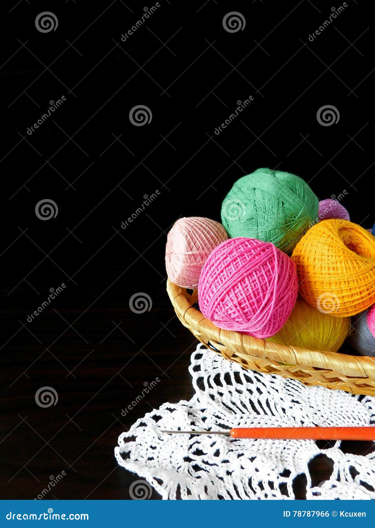 Assorted Balls of Yarn in a Basket Stock Photo - Image of project ...