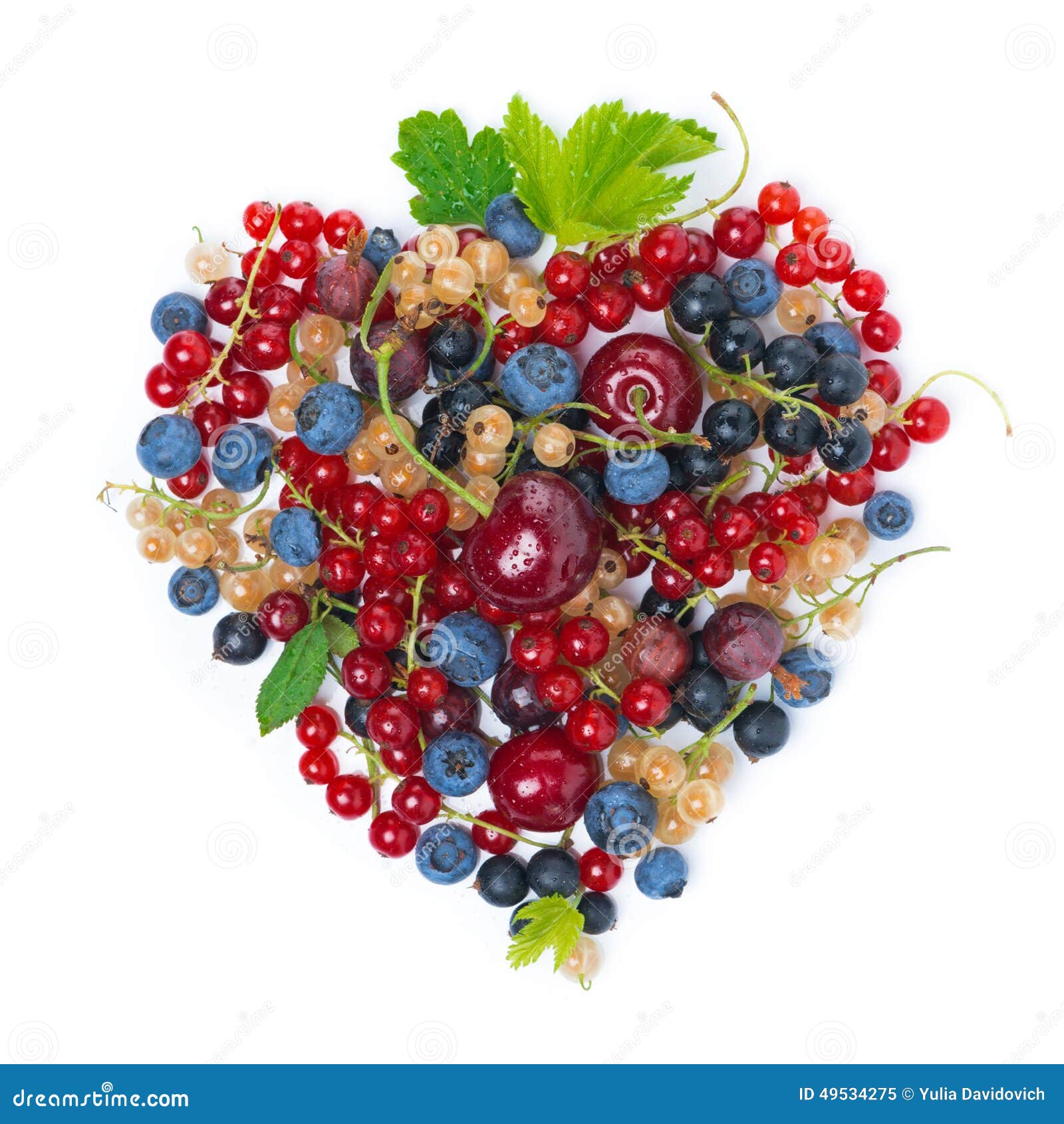 Assorted Berries in the Form of Heart, Top View, Isolated Stock Image ...
