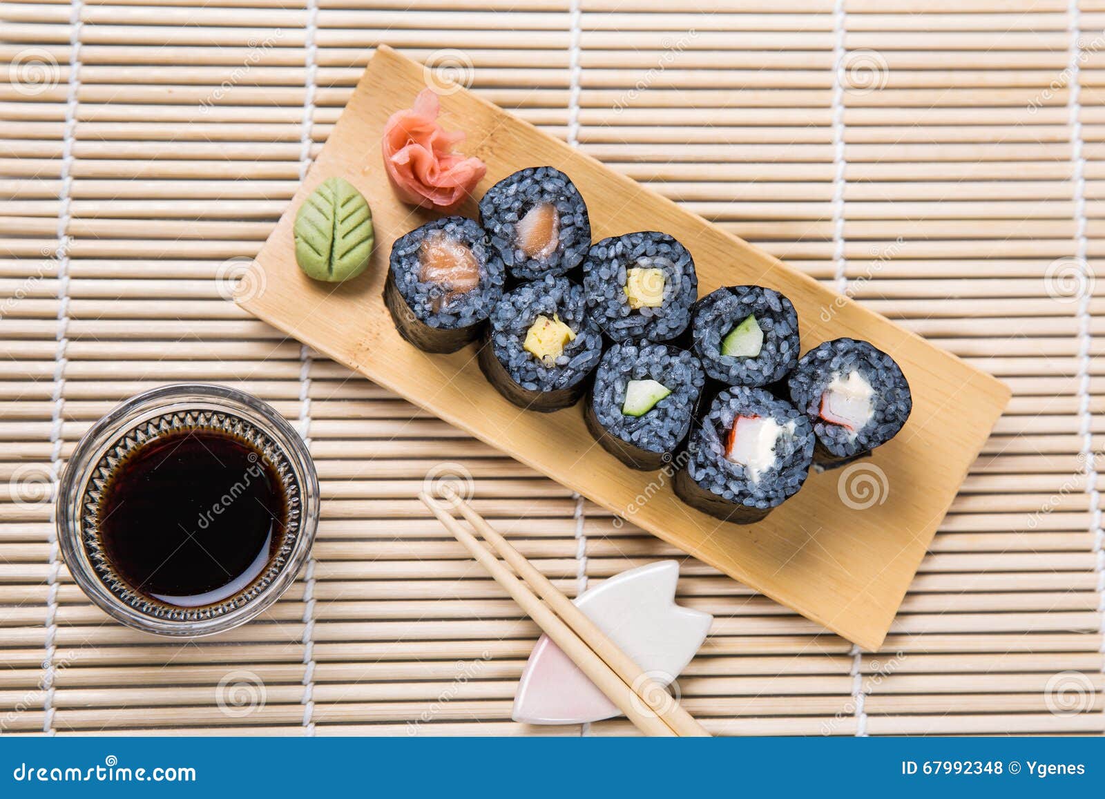 Assorted Black Maki Roll stock photo. Image of asia, eating - 67992348