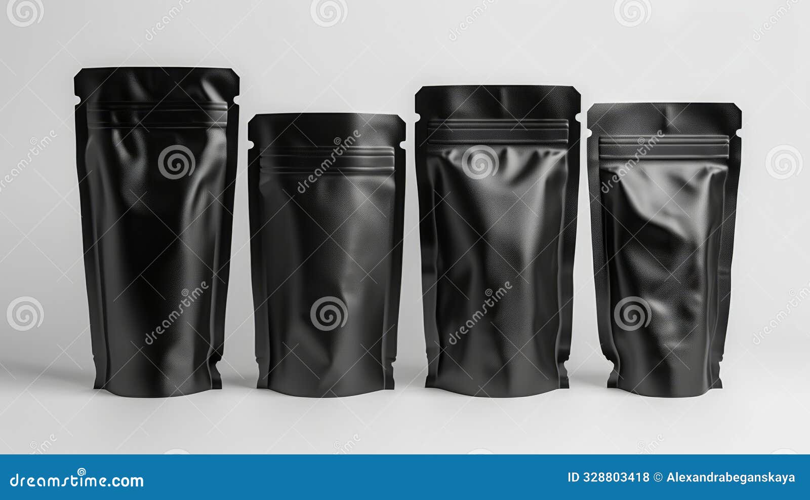 Assorted Black Packaging Pouches on White Background Stock Illustration ...