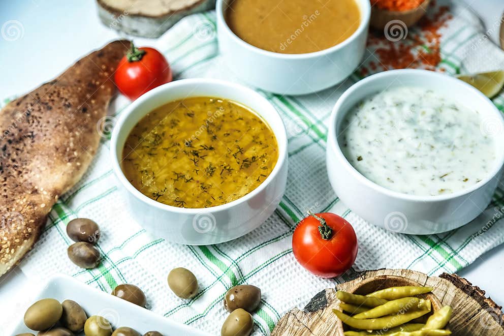 Assorted Bowls of Food on a Table Stock Image - Image of cooking ...