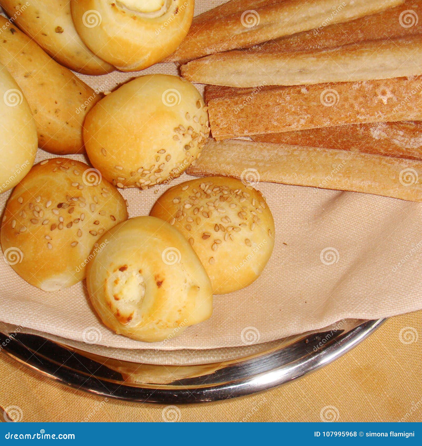 Assorted bread basket stock photo. Image of golden, baked - 107995968