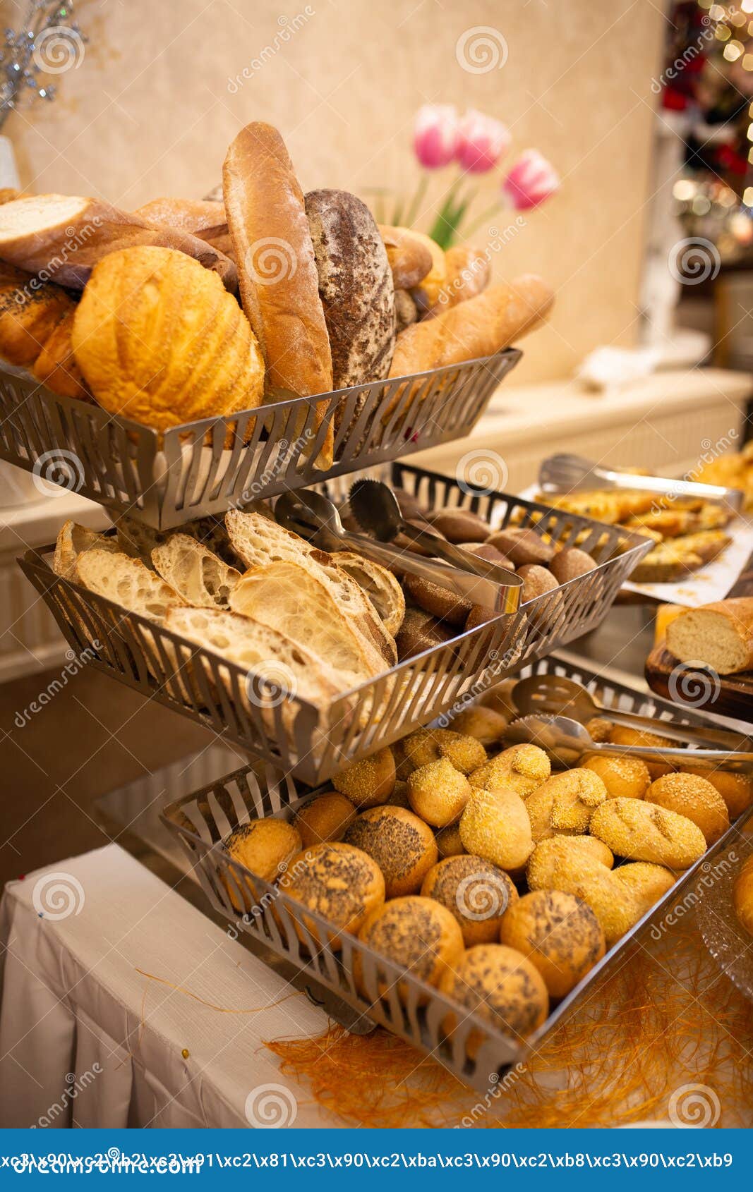 Assorted Bread Basket on the Buffet Table Stock Image - Image of wheat ...