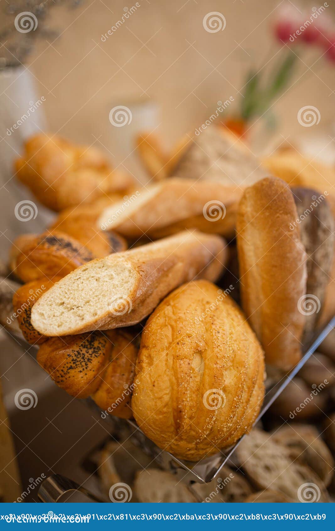 Assorted Bread Basket on the Buffet Table Stock Photo - Image of wheat ...