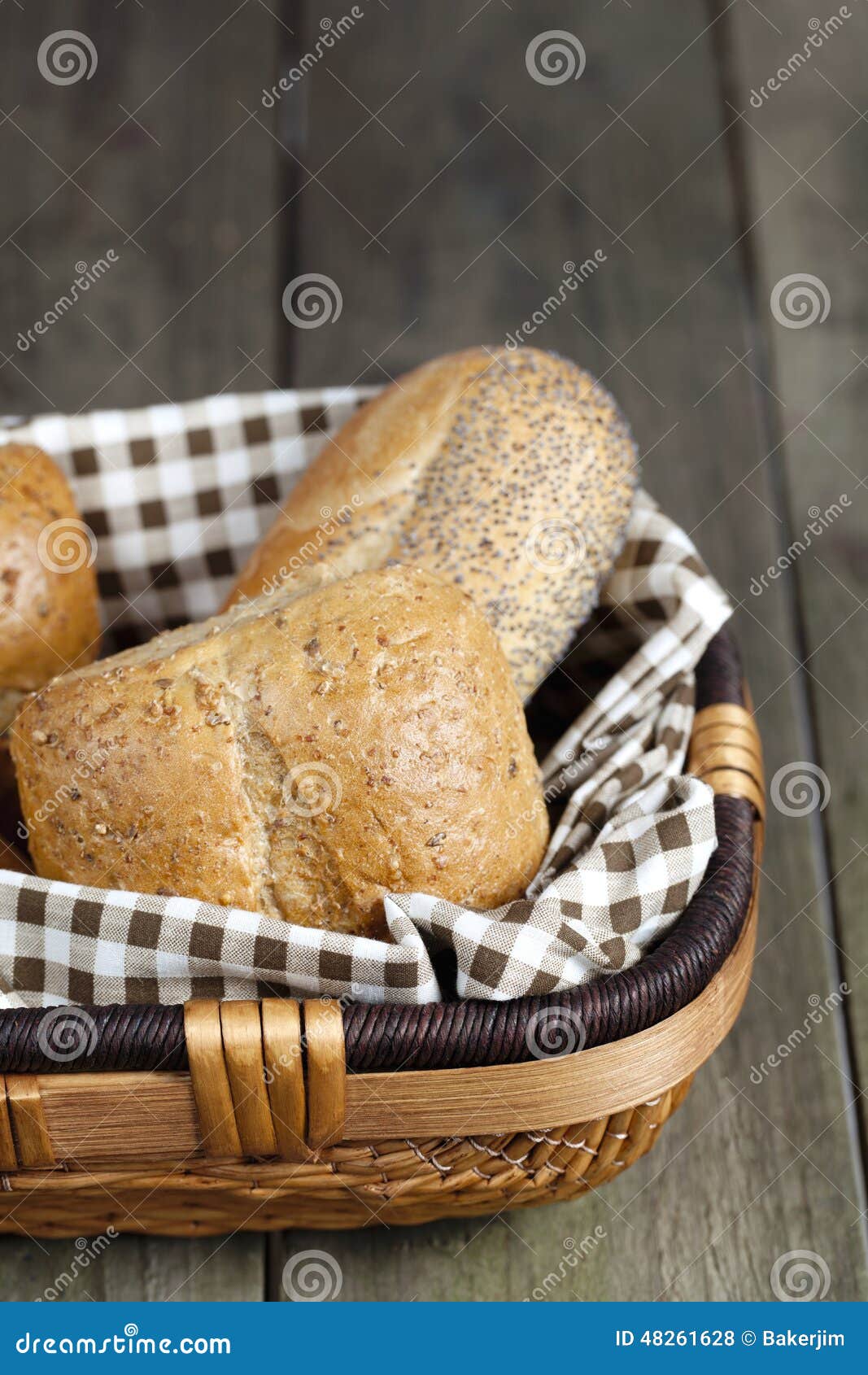Assorted bread in basket stock photo. Image of basket - 48261628