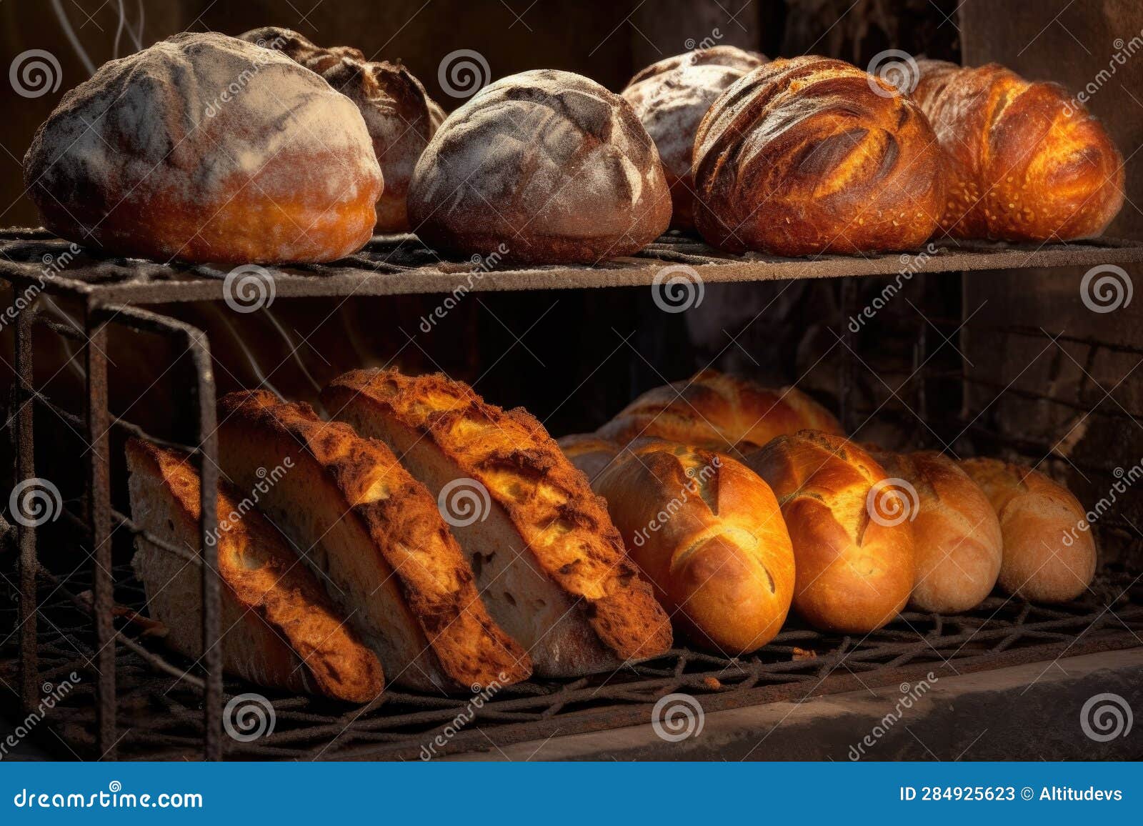 Assorted Bread Loaves Cooling on a Rack by Stone Oven Stock Image ...