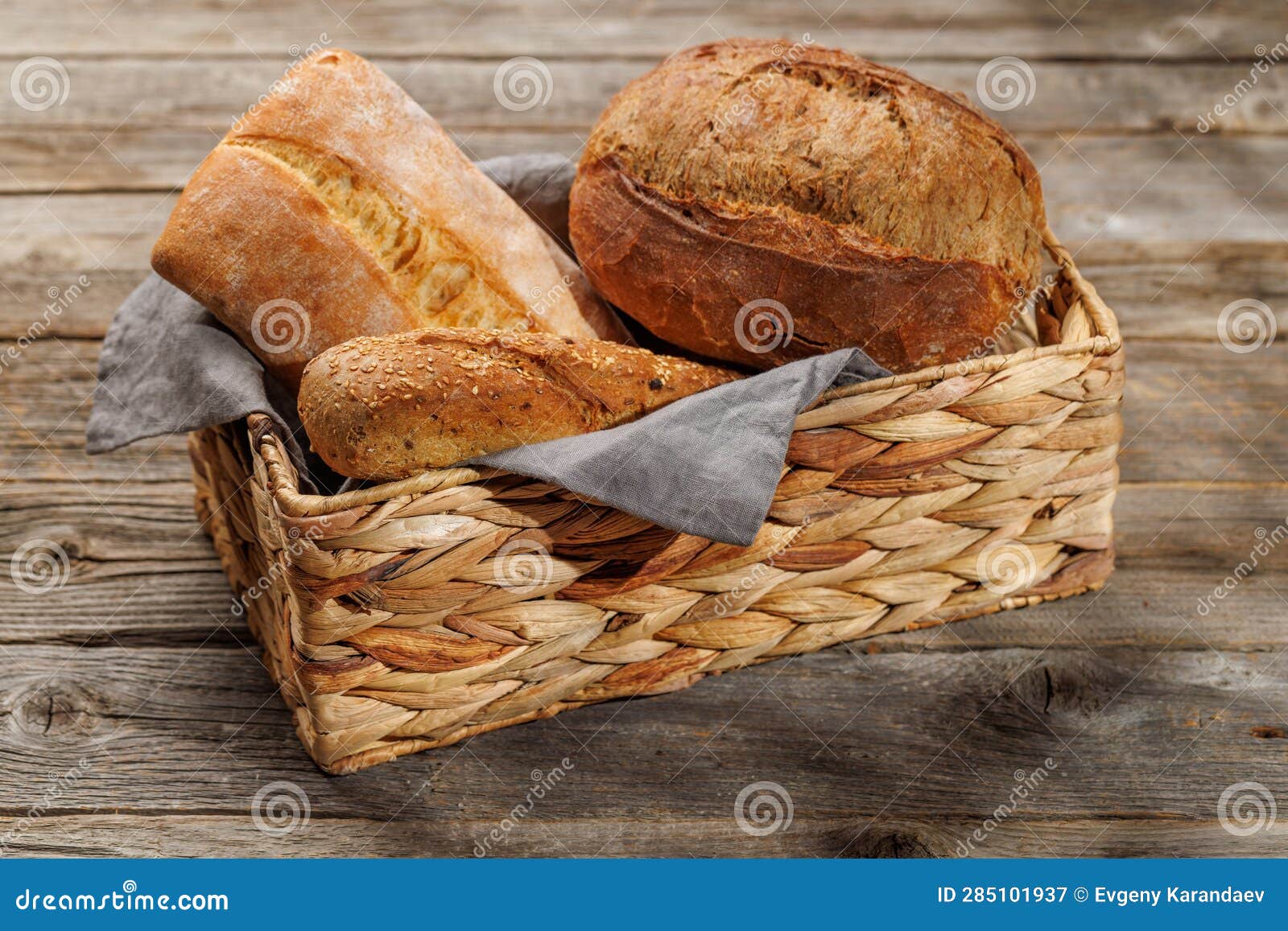 Assorted Bread Varieties in a Basket Stock Image - Image of types ...