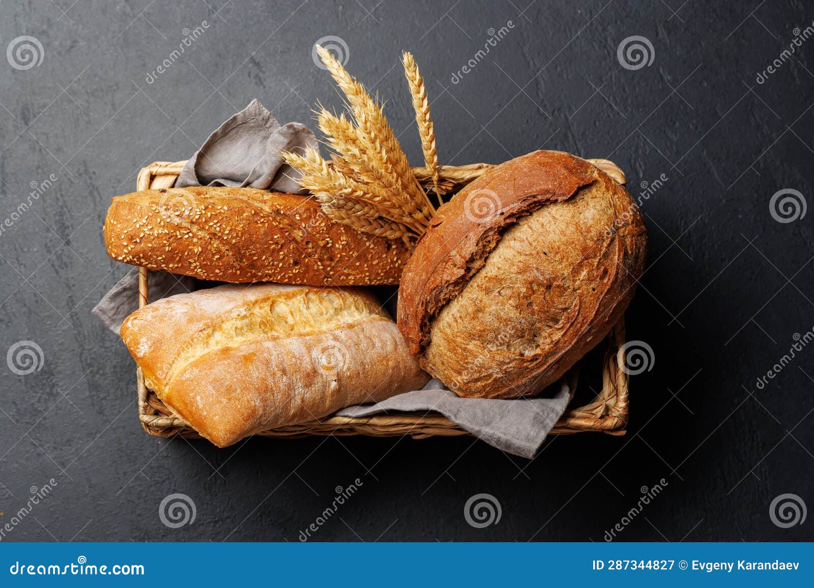 Assorted Bread Varieties in a Basket Stock Image - Image of grain ...