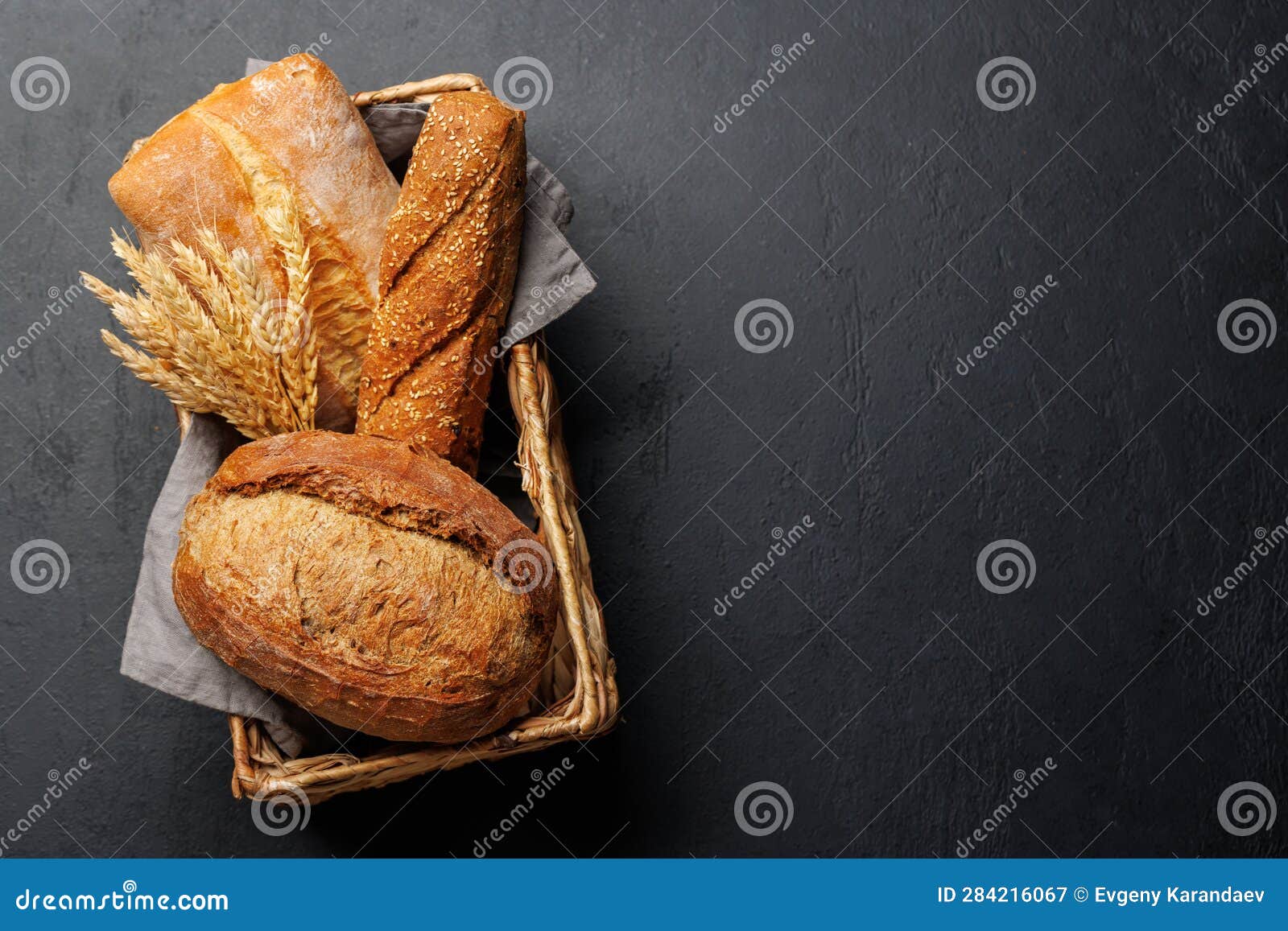 Assorted Bread Varieties in a Basket Stock Image - Image of white ...